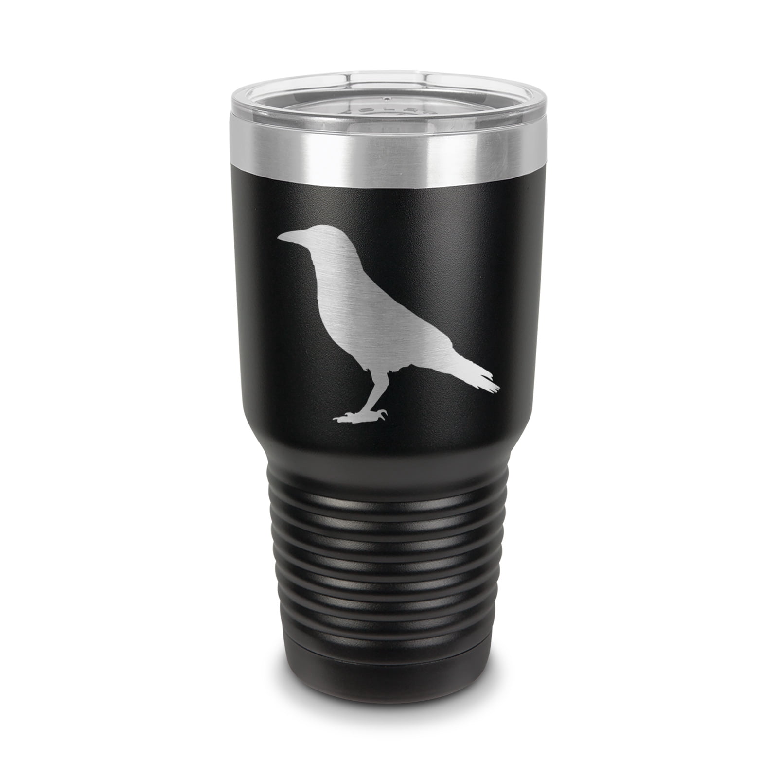 Crow Tumbler 30 oz - Laser Engraved w/ Clear Lid - Stainless Steel ...