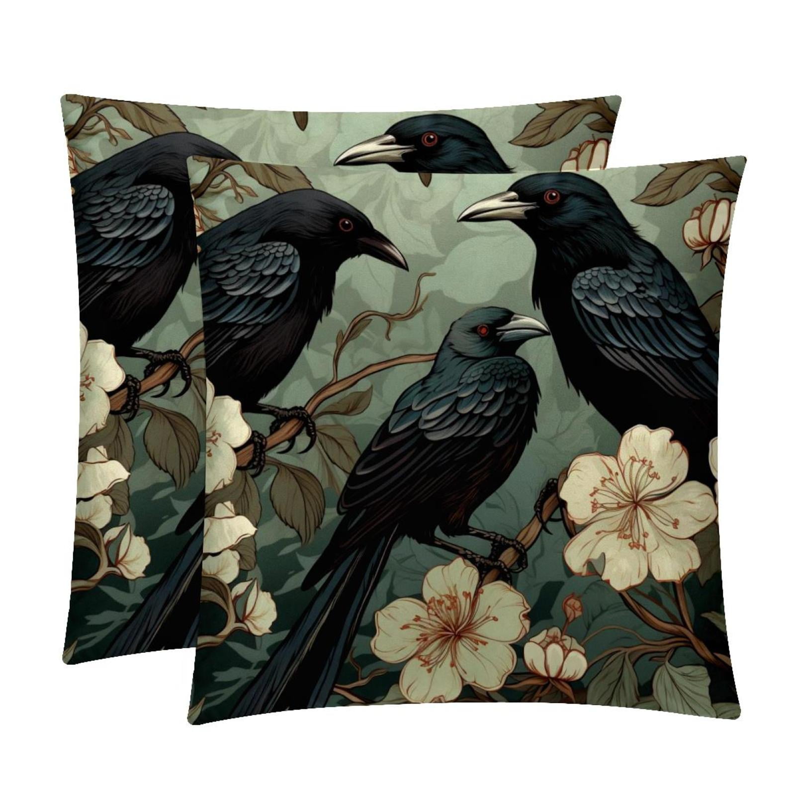 Crow Velvet Pillow Covers Set of 2 with Unique Patterns for Decorative ...