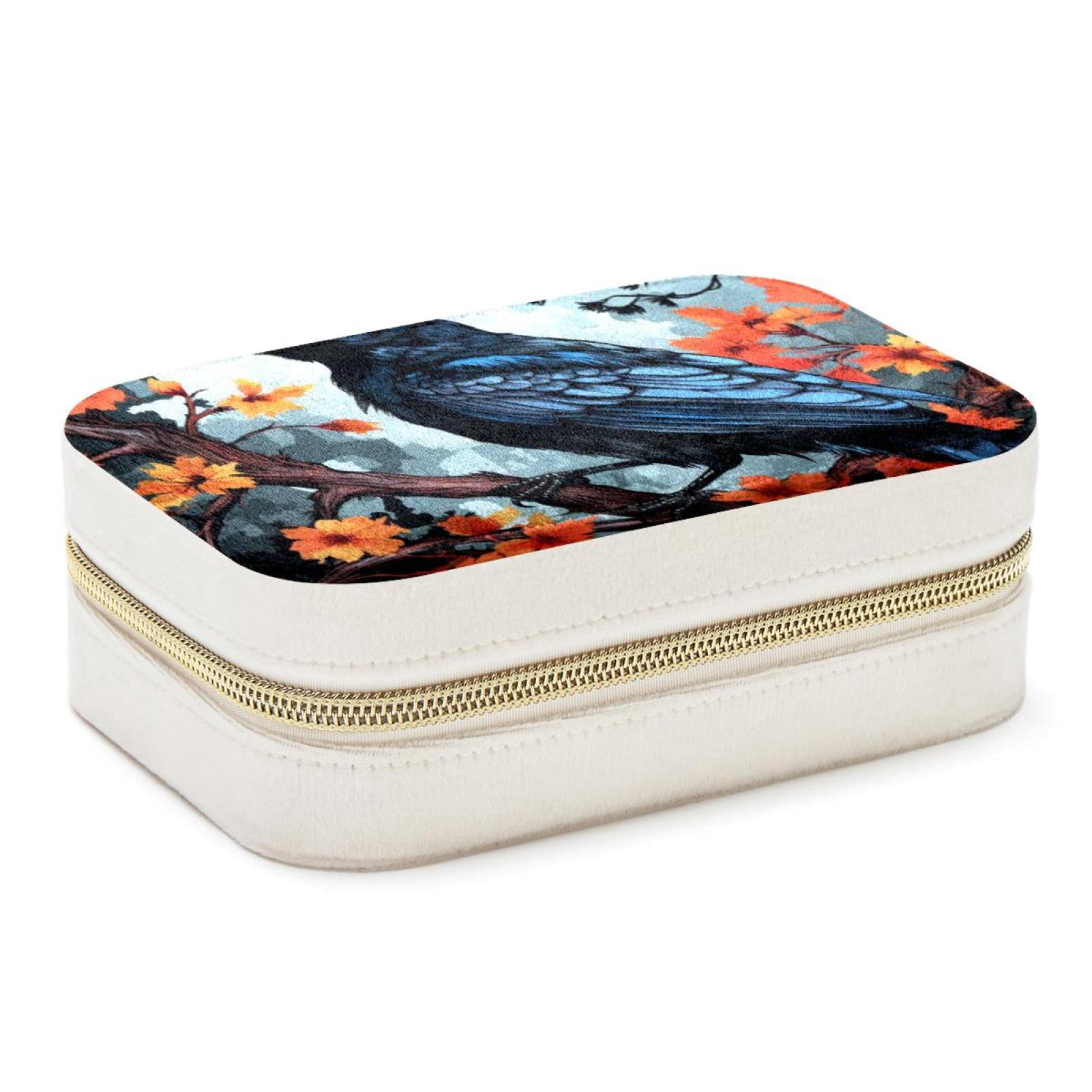 Crow Velvet Portable Earring Organizer Box with Removable Compartment ...