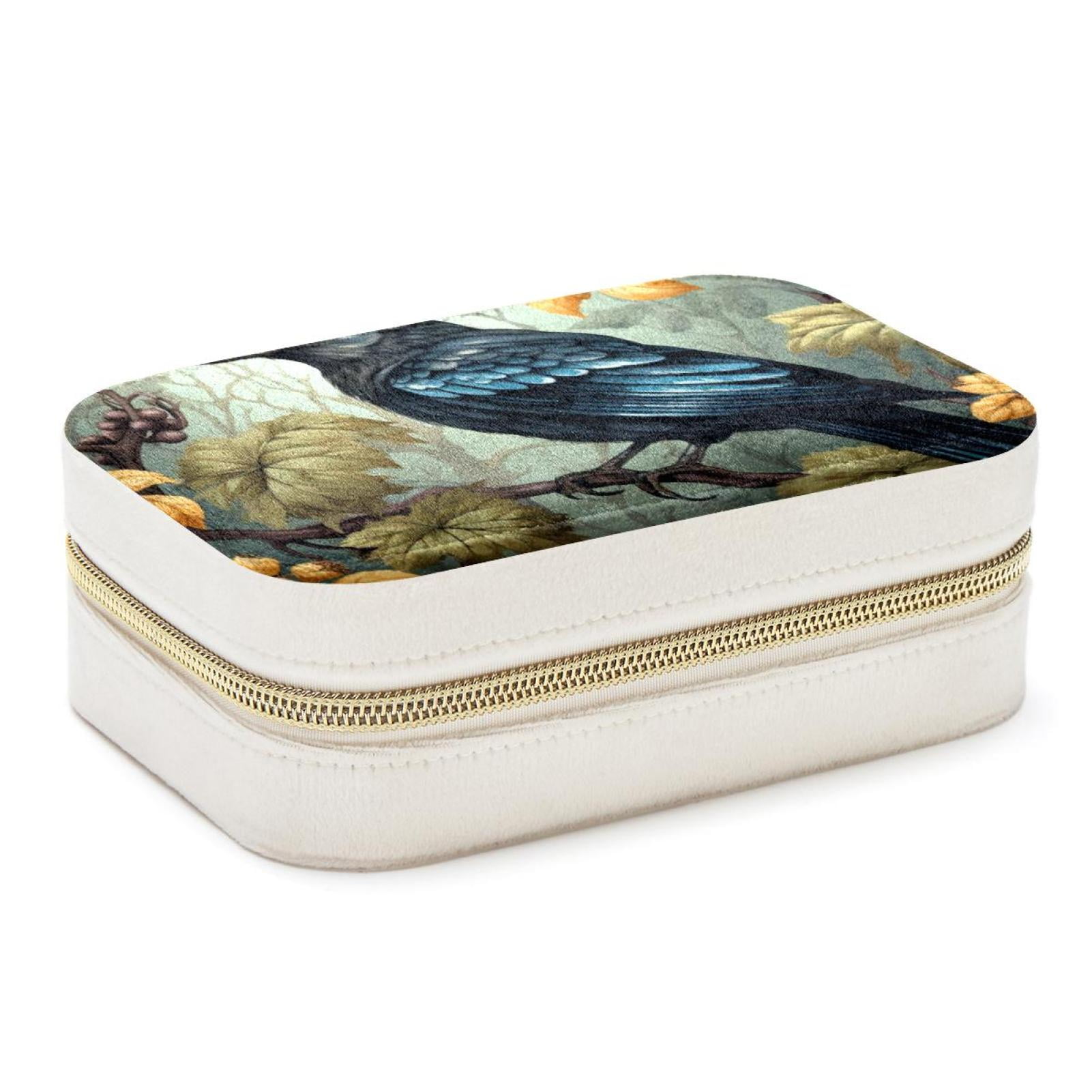 Crow Velvet Portable Jewelry Box with Removable Compartment - Ideal ...