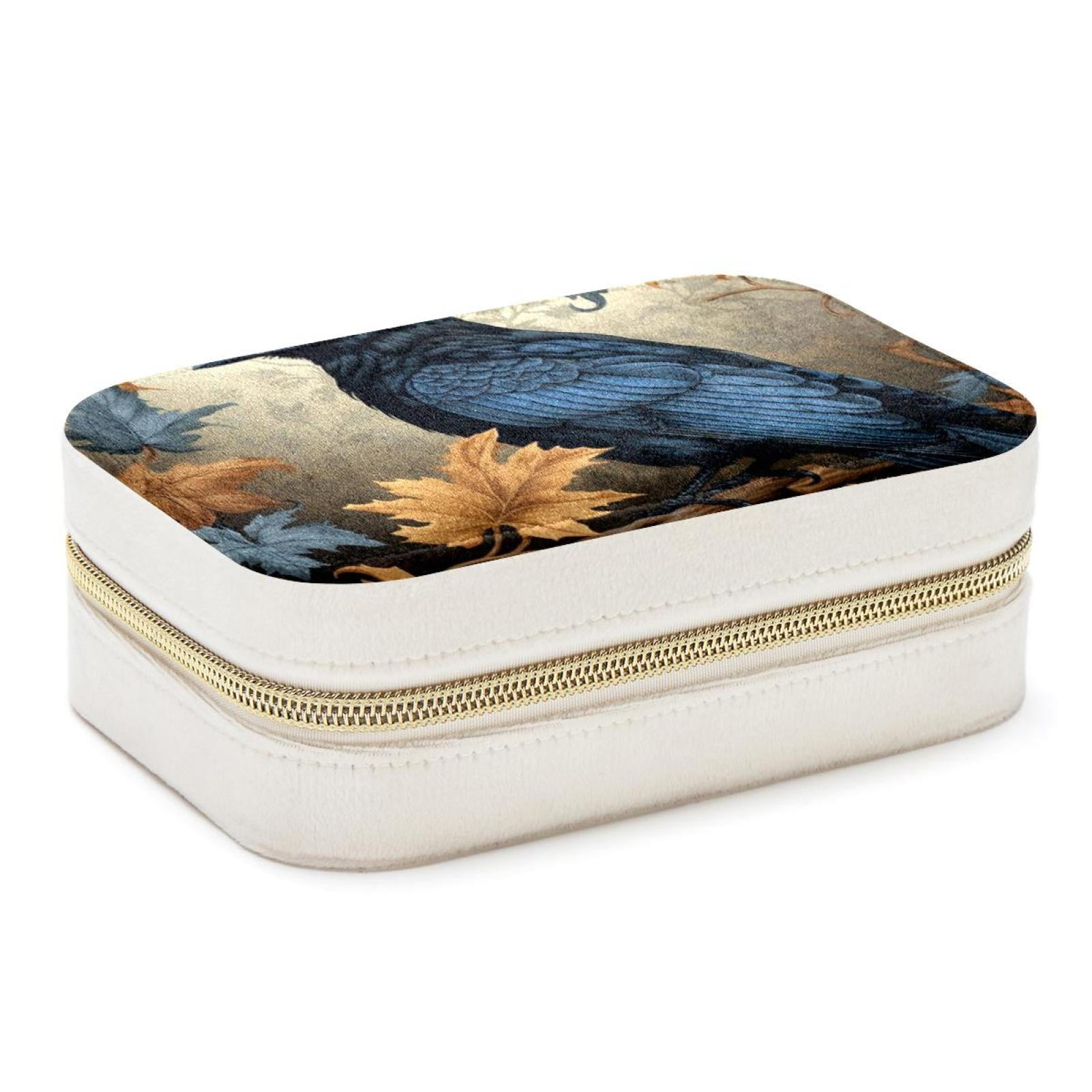 Crow Velvet Portable Jewelry Organizer Box with Removable Compartment ...