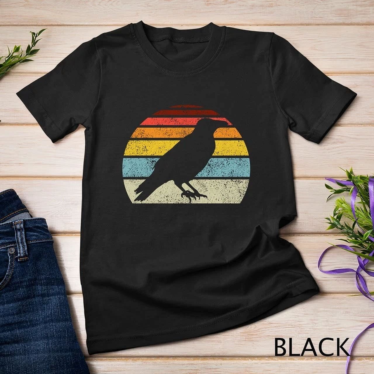 Crow Vintage Raven Gothic Retro Bird Lover Gifts Women Men Unisex T ...