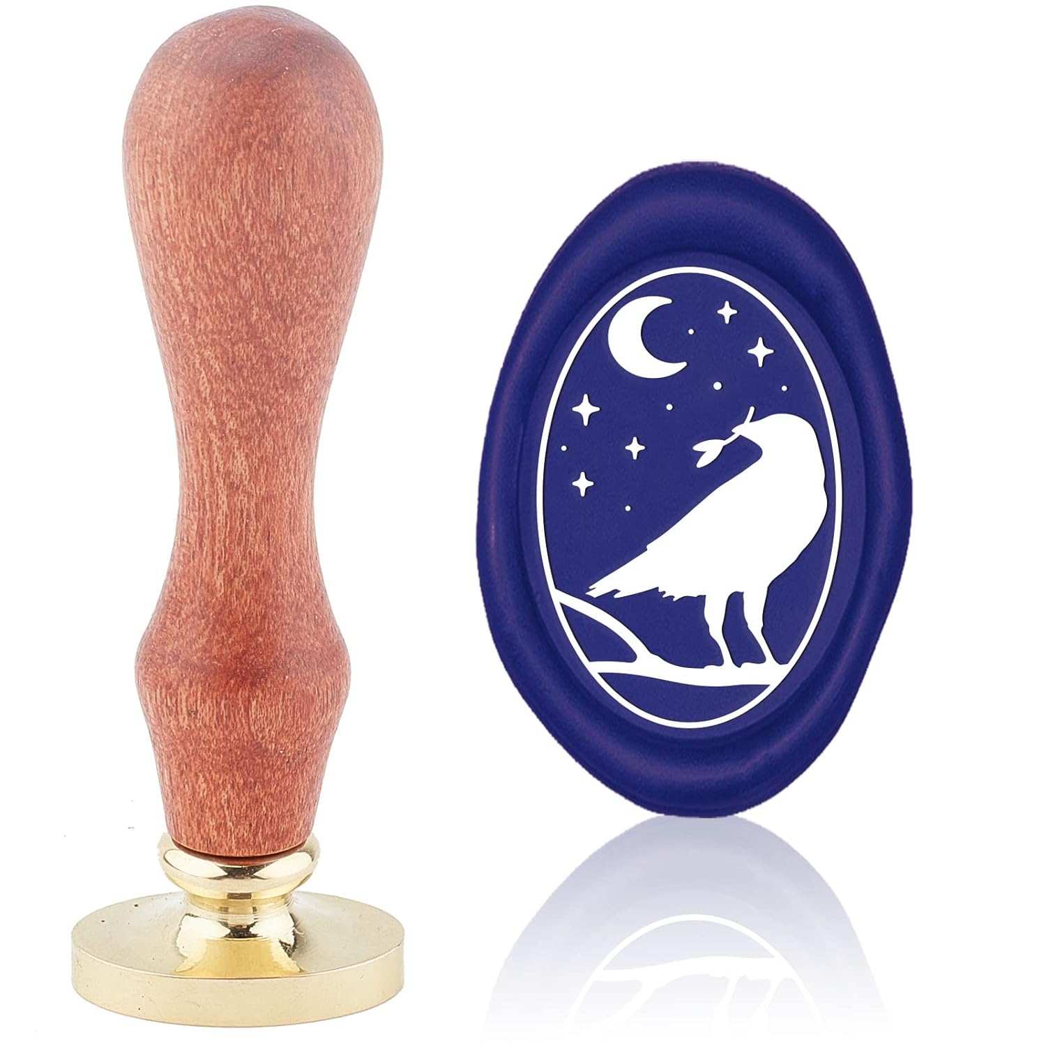 Crow Wax Seal Stamp Moon Star Oval Gothic Sealing Wax Stamp Brass Head ...