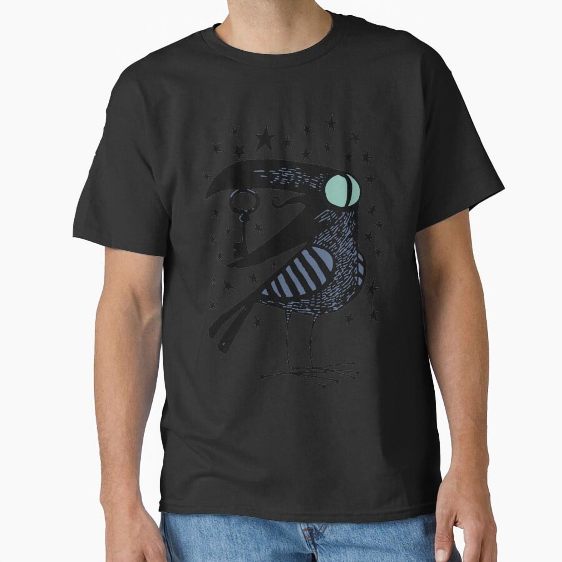 Crow With Key Mythic Messenger Fantasy Symbol Vintage Graphic Unisex T ...
