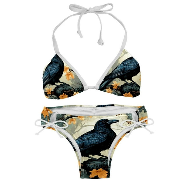 Crow Women's Bikini Set with Detachable Sponge, Adjustable Strap, Two ...