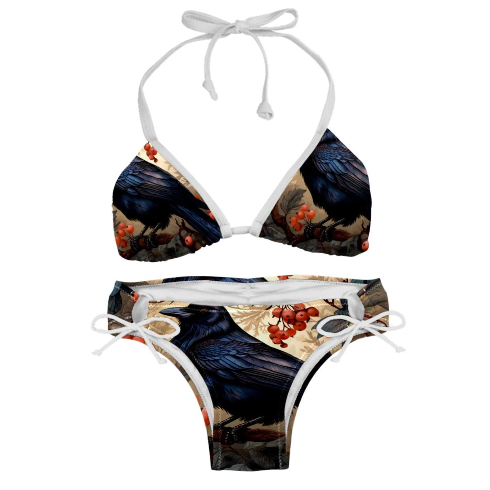 Crow Women's Swimwear Bikini Set with Detachable Sponge and Adjustable ...