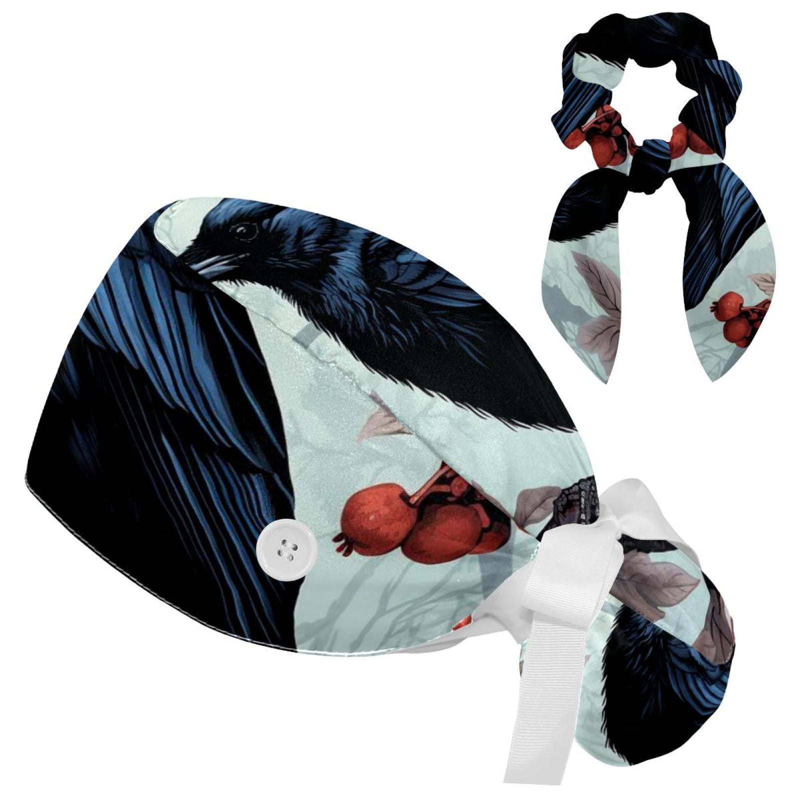 Crow Working Cap with Buttons，Adjustable Surgical Scrub Cap with Bow ...