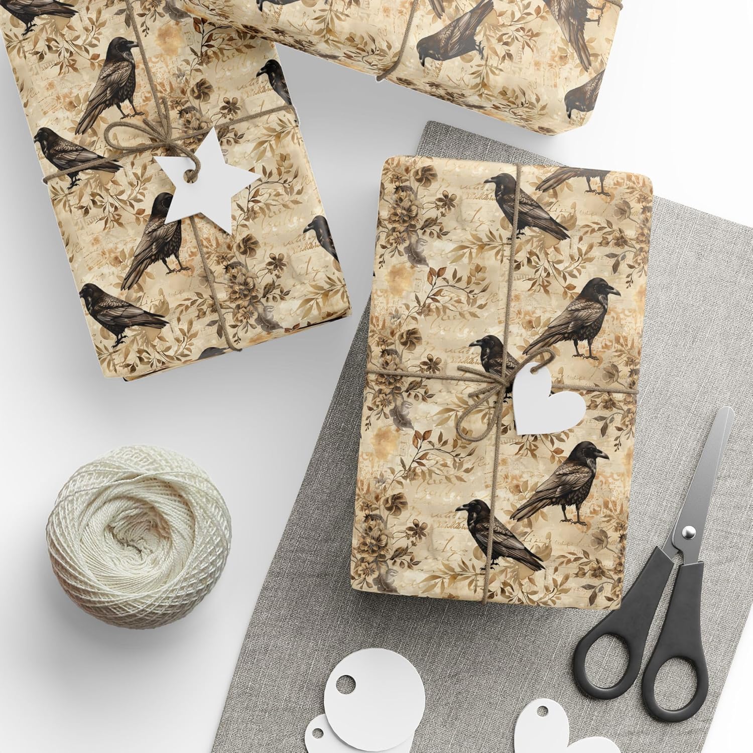 Crow Wrapping Paper, 3x sizes, Vintage Crow Wrapping Paper Roll ...