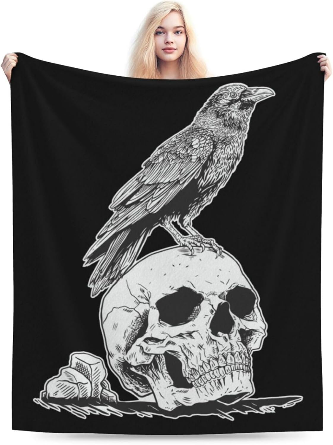 Crow and Skull Throw Blanket for Couch 60"x50" Super Soft Cozy Sofa ...