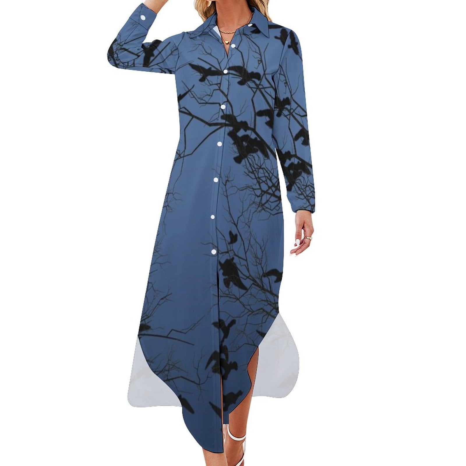 Crow flock Long Sleeved Shirt Dress summer women's suit dresses for ...