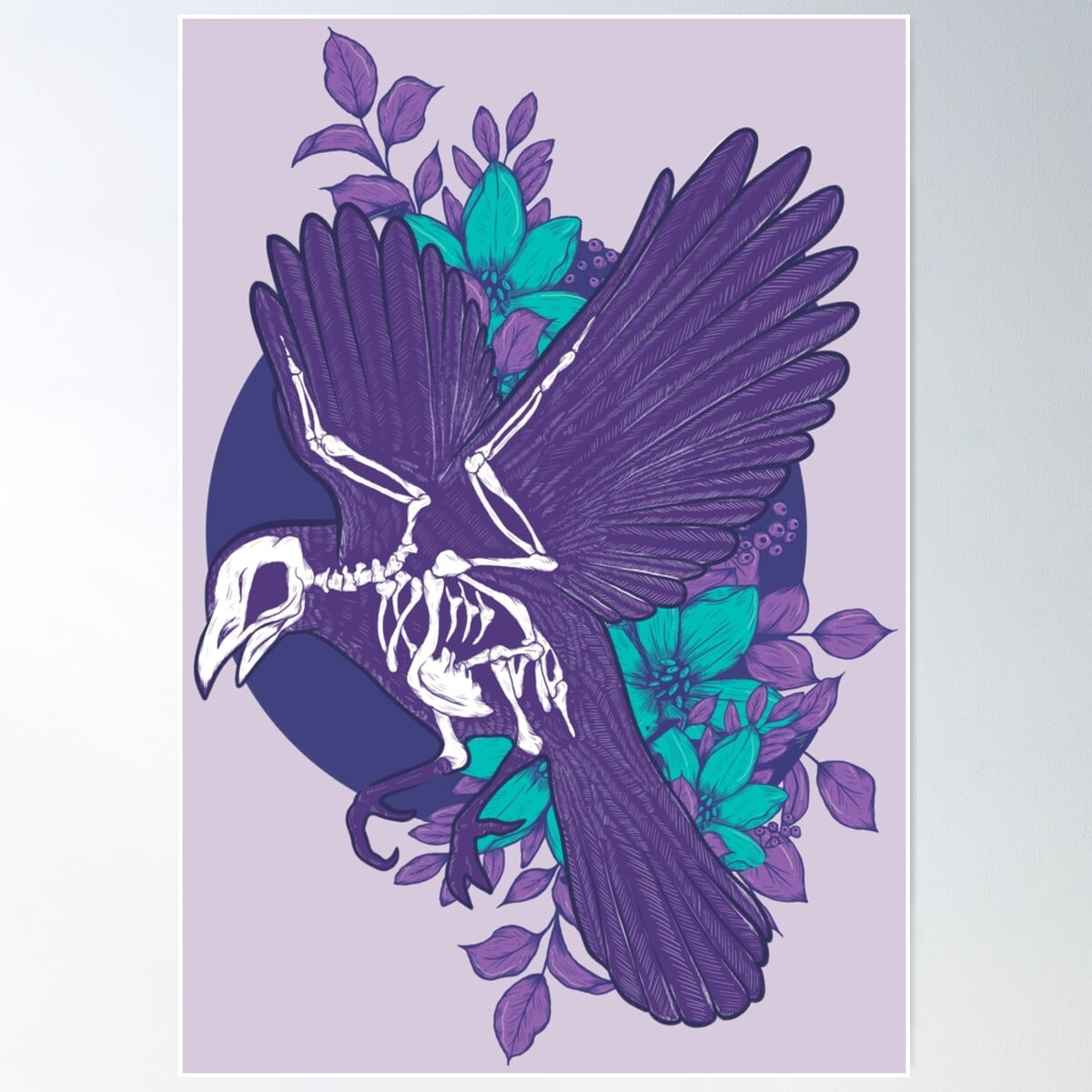 Crow skeleton Poster, 12x18 UNFRAMED - Walmart.com