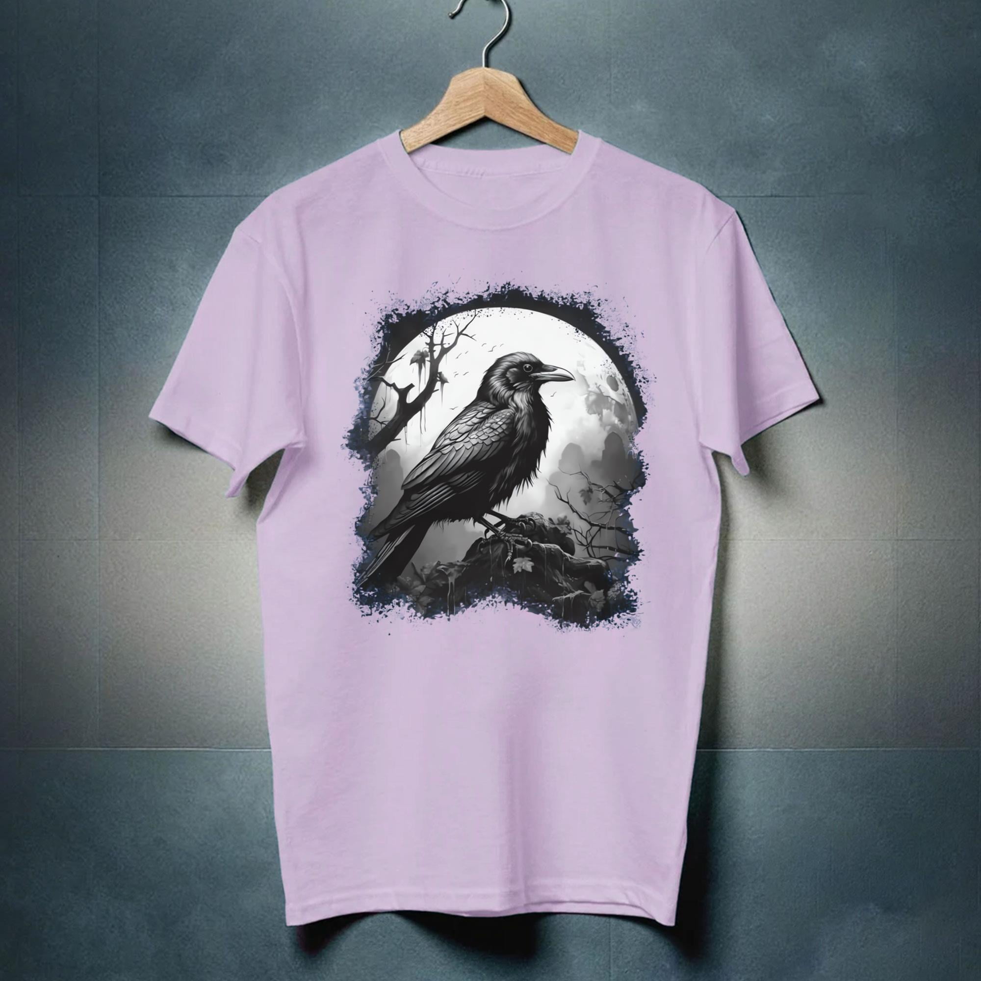 Crow with Moon Shirt, Pagan Clothing Bird Shirt, Crow Raven Gothic T ...
