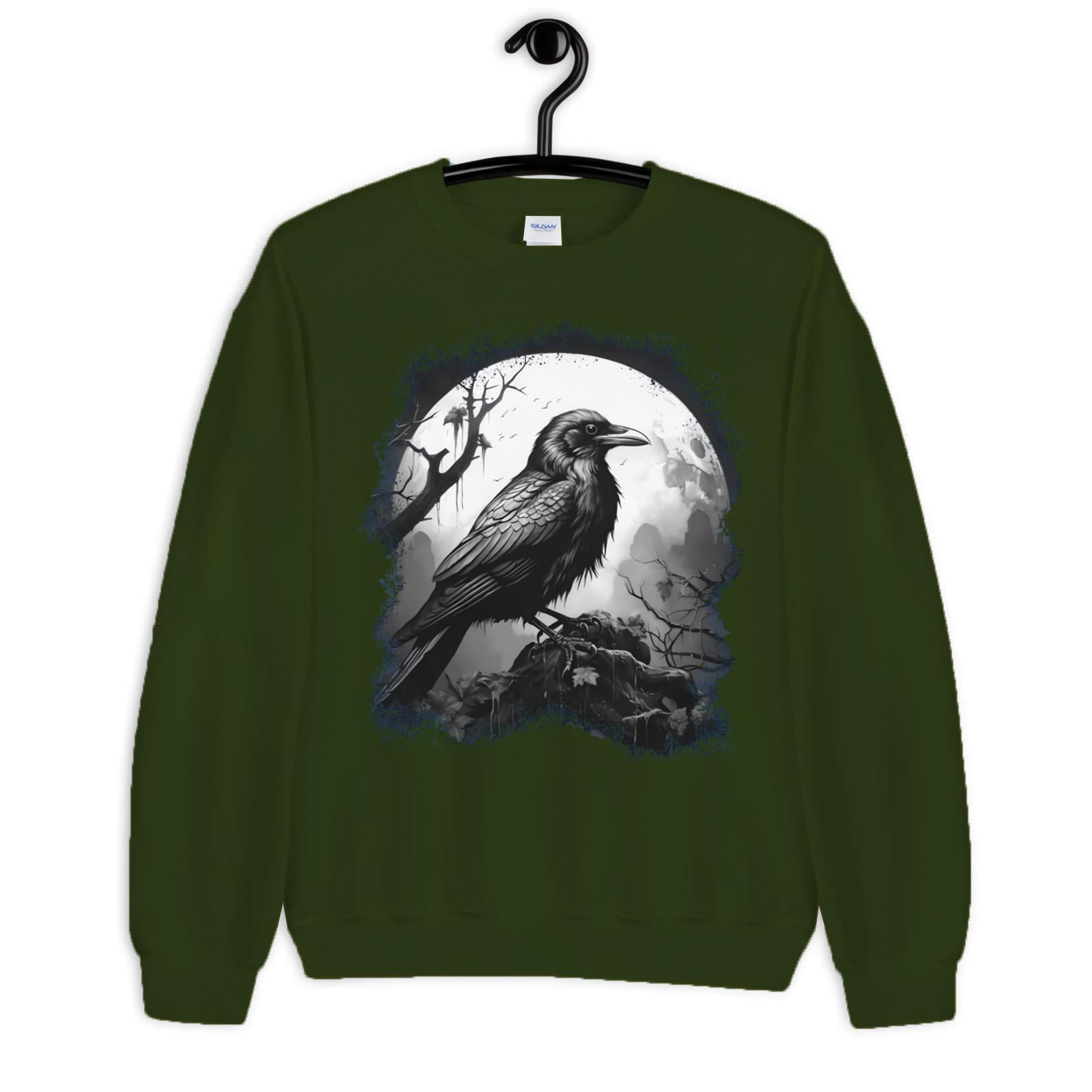 Crow with Moon Shirt, Pagan Clothing Bird Shirt, Crow Raven Gothic T ...