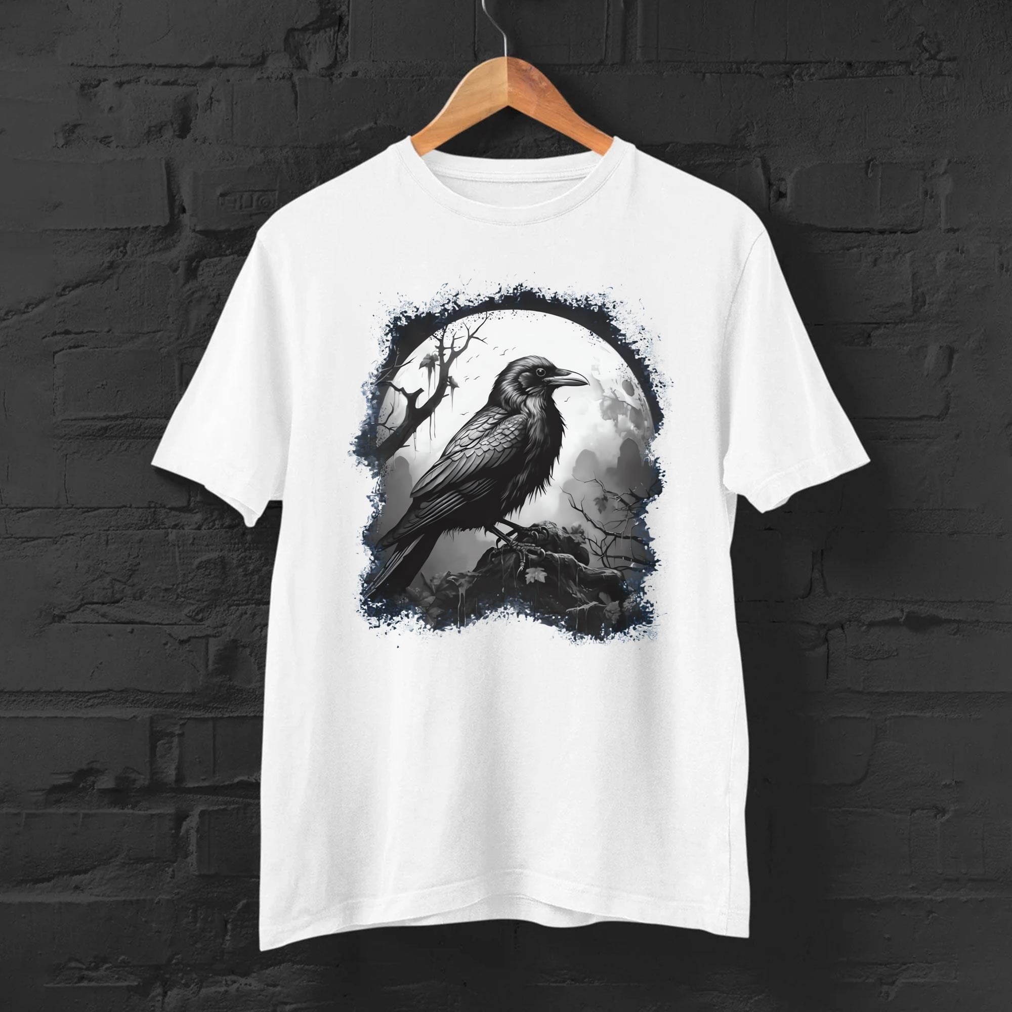 Crow with Moon Shirt, Pagan Clothing Bird Shirt, Crow Raven Gothic T ...