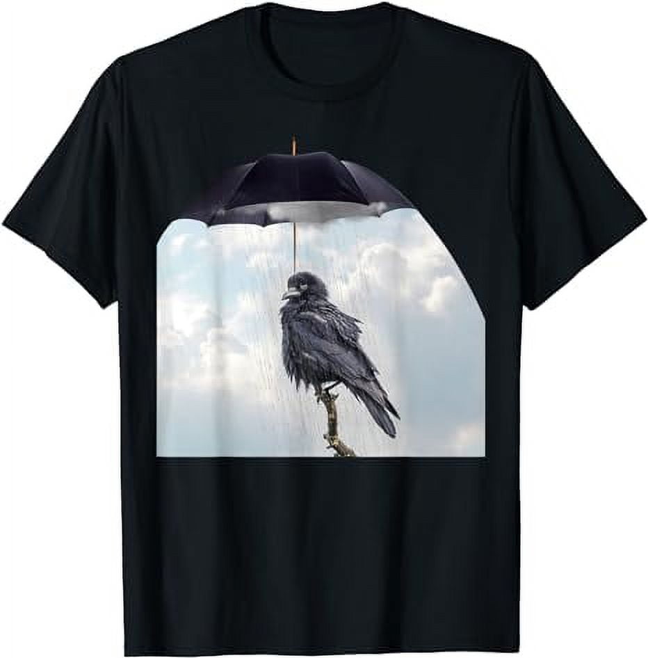 Crow with Umbrella Crow Raven Blackbird Bird Ornithology T-Shirt ...