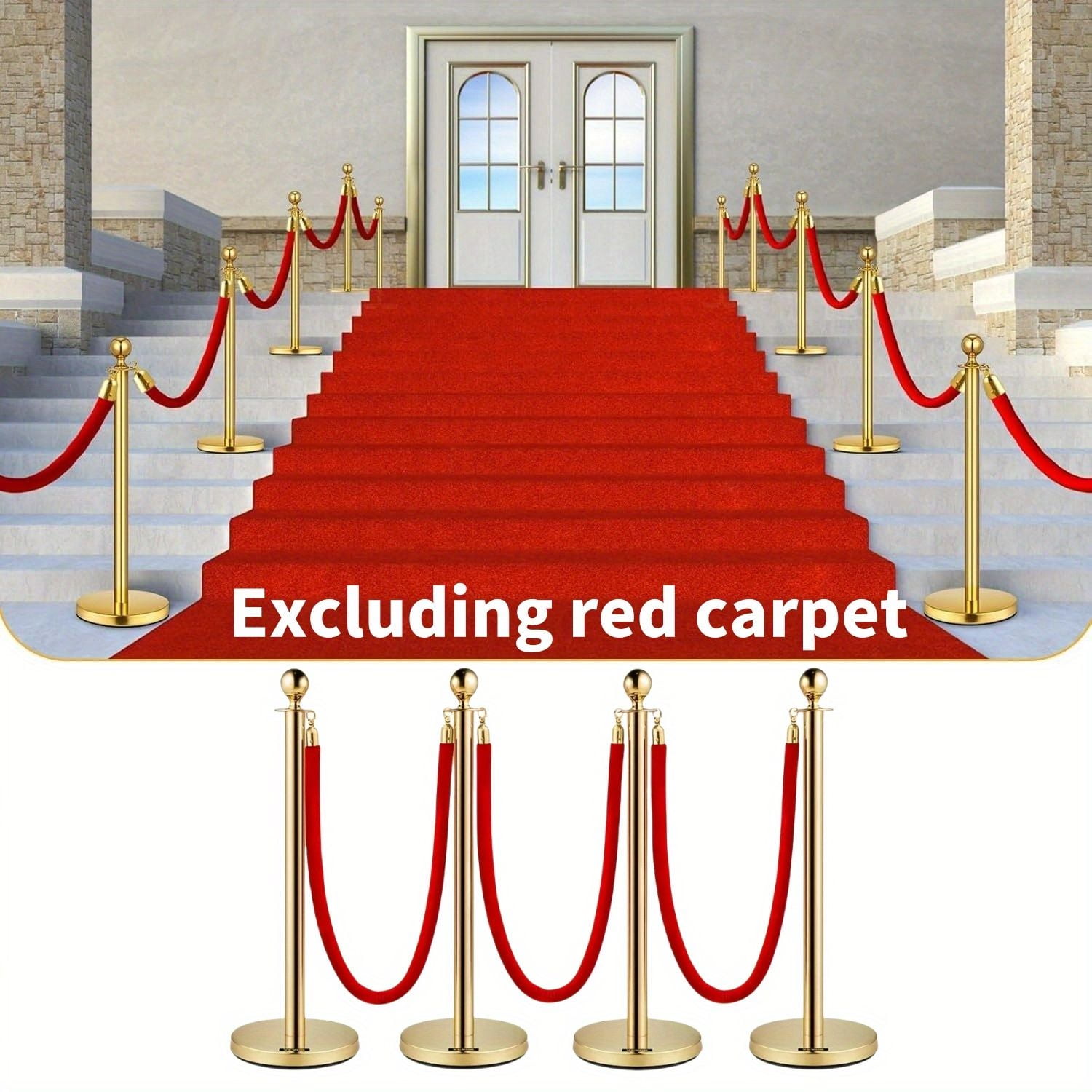 Crowd Control Barriers 7-Piece Set - Stainless Steel Stanchions with ...