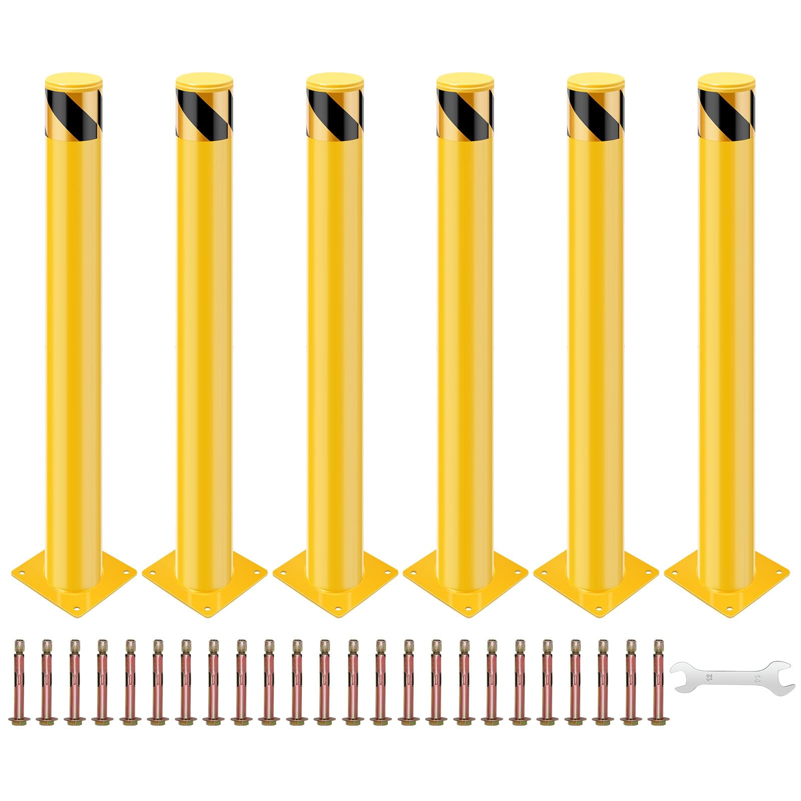 Crowd Control Stanchion, 48"x 4.5" Safety Bollard Posts with Anchor ...