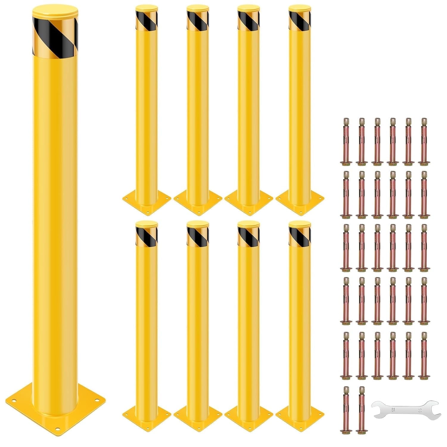 AOILE Safety Bollard Post, 48'' Height x 4.5" Diameter Removable Steel ...