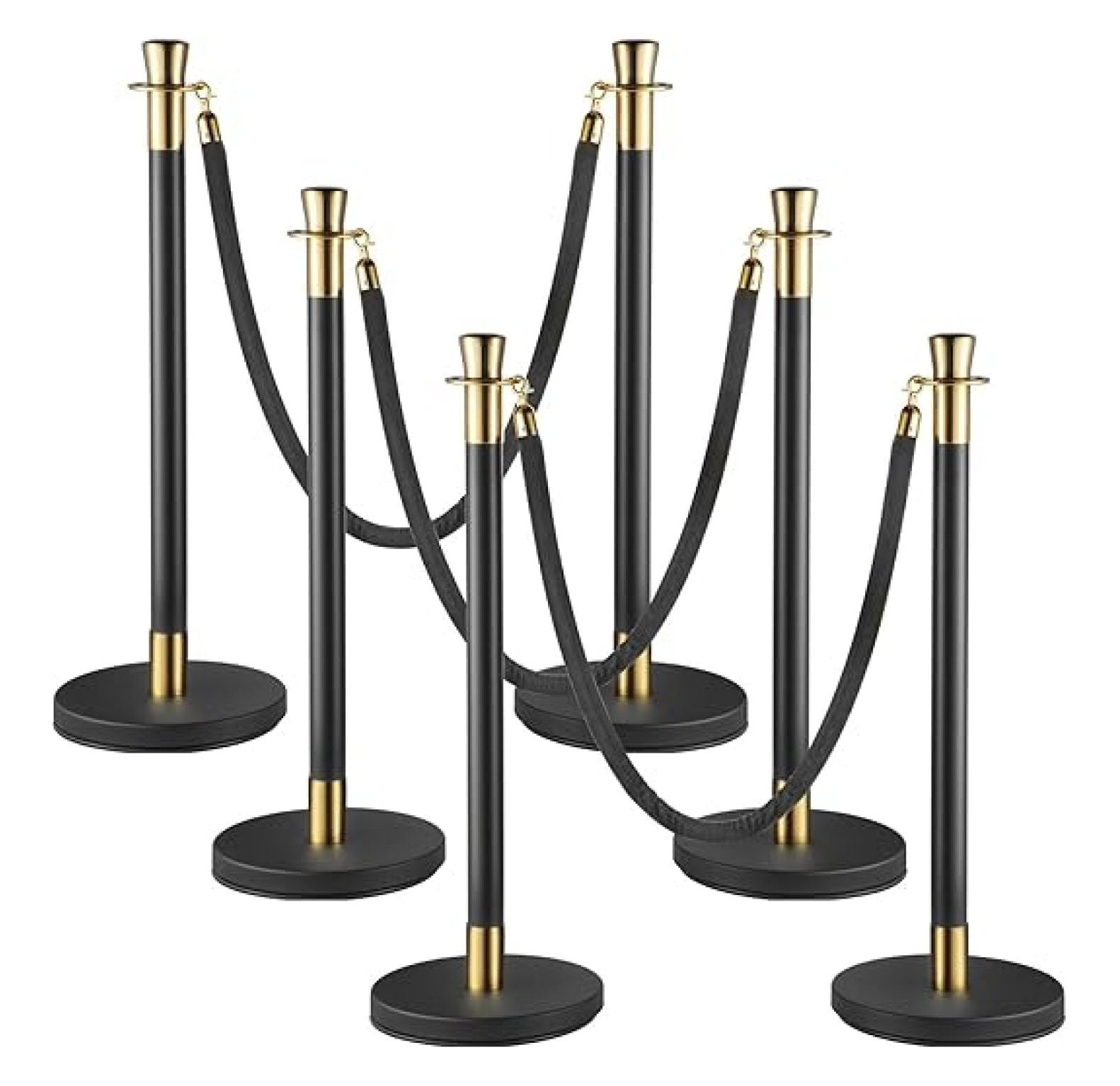 Crowd Control Stanchion 6Pcs, Ropes and Posts, Solid Base with Black ...