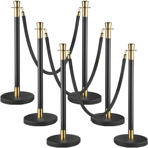 Crowd Control Stanchion 6Pcs, Velvet Ropes and Posts, Solid Base with ...