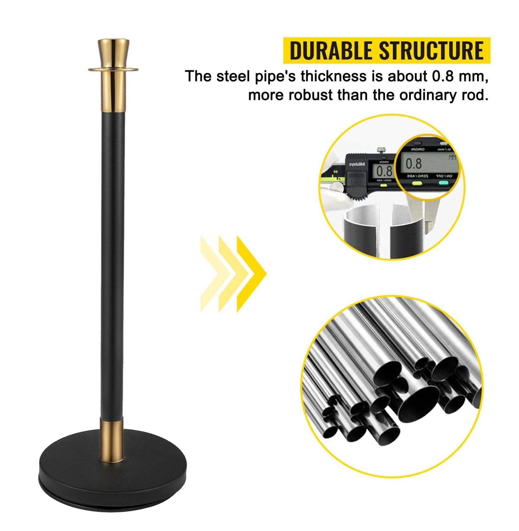 Crowd Control Stanchions 6-Pack, Black Rope Barrier Set - Stainless ...