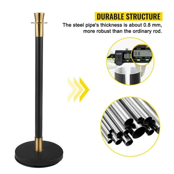 Crowd Control Stanchions 6-Pack, Black Rope Barrier Set - Stainless ...