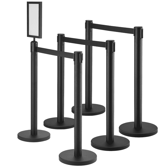 Crowd Control Stanchions 6-Pack, Carbon Steel Queue Posts with ...