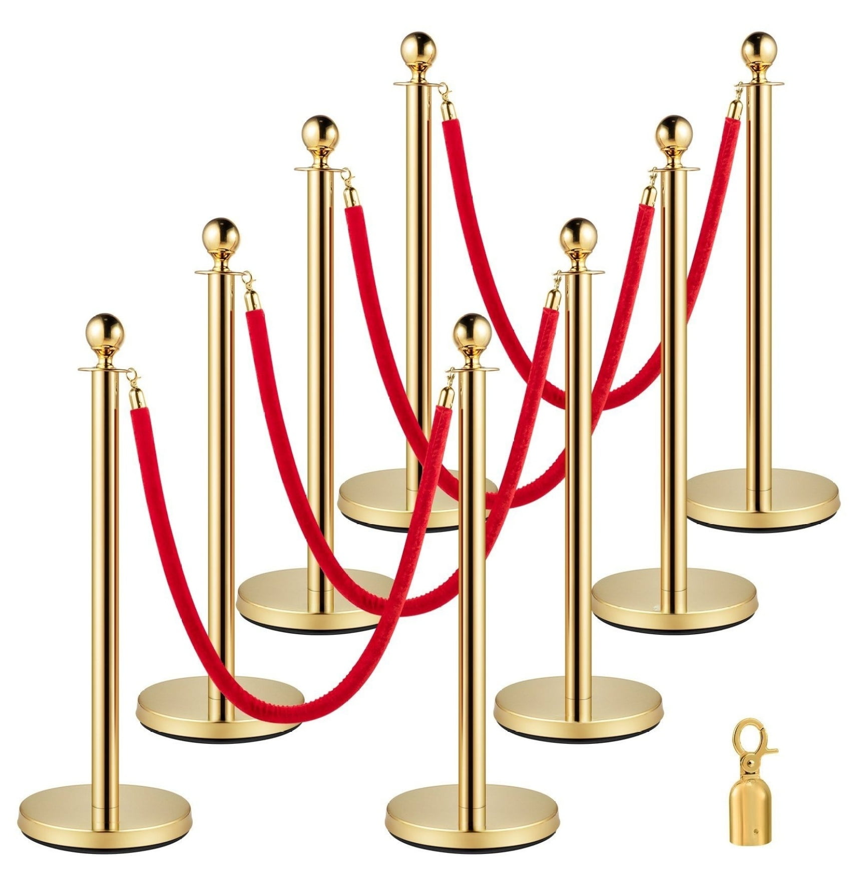 Crowd Control Stanchions 8-Piece Set with Velvet Rope - Gold, 201 ...