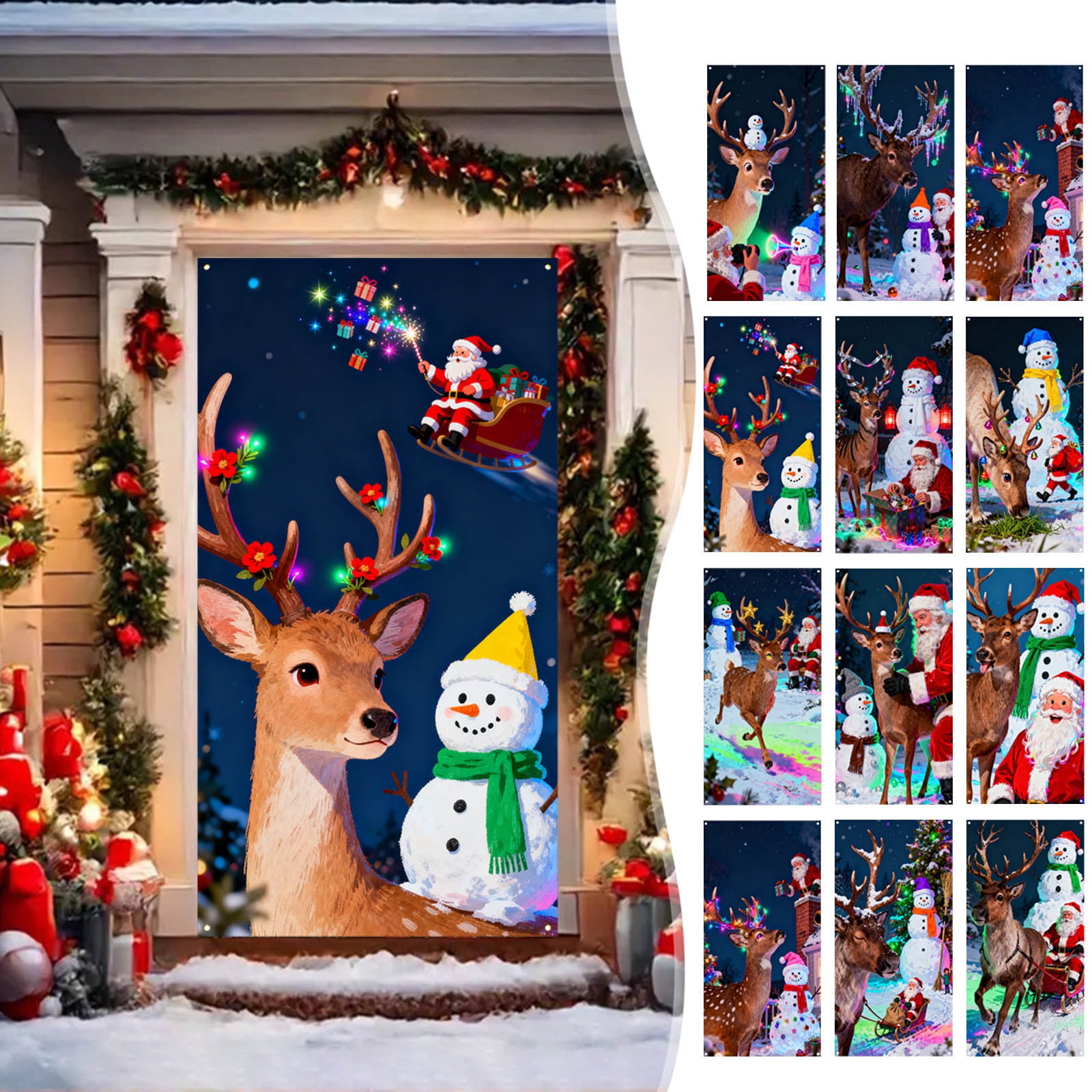 Crowd-Pleaser Christmas Door Cover Hanging Tapestry - LED Accent ...