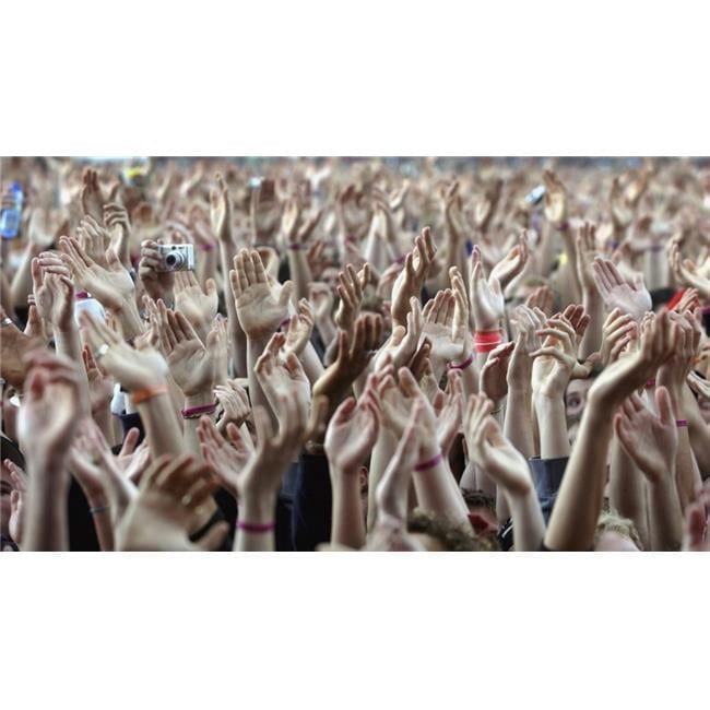 Crowd of Music Fans Waving Their Hands Poster Print - 40 x 22 - Large ...