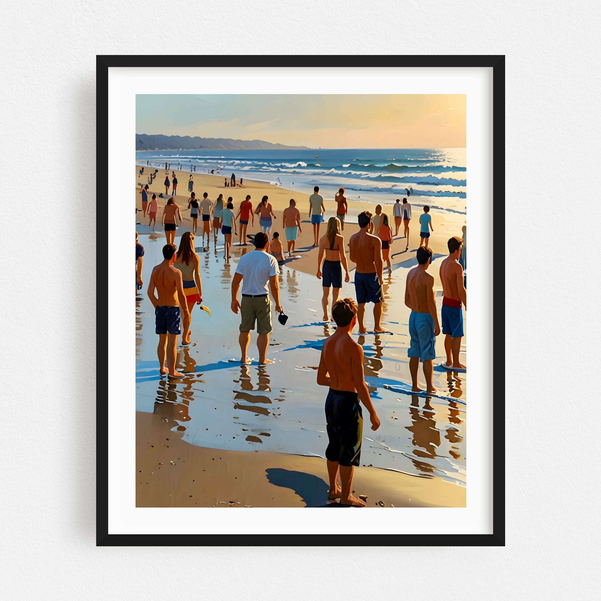 Crowded Beach Walk - India Illustration Beach Coastal Sunset Summer ...