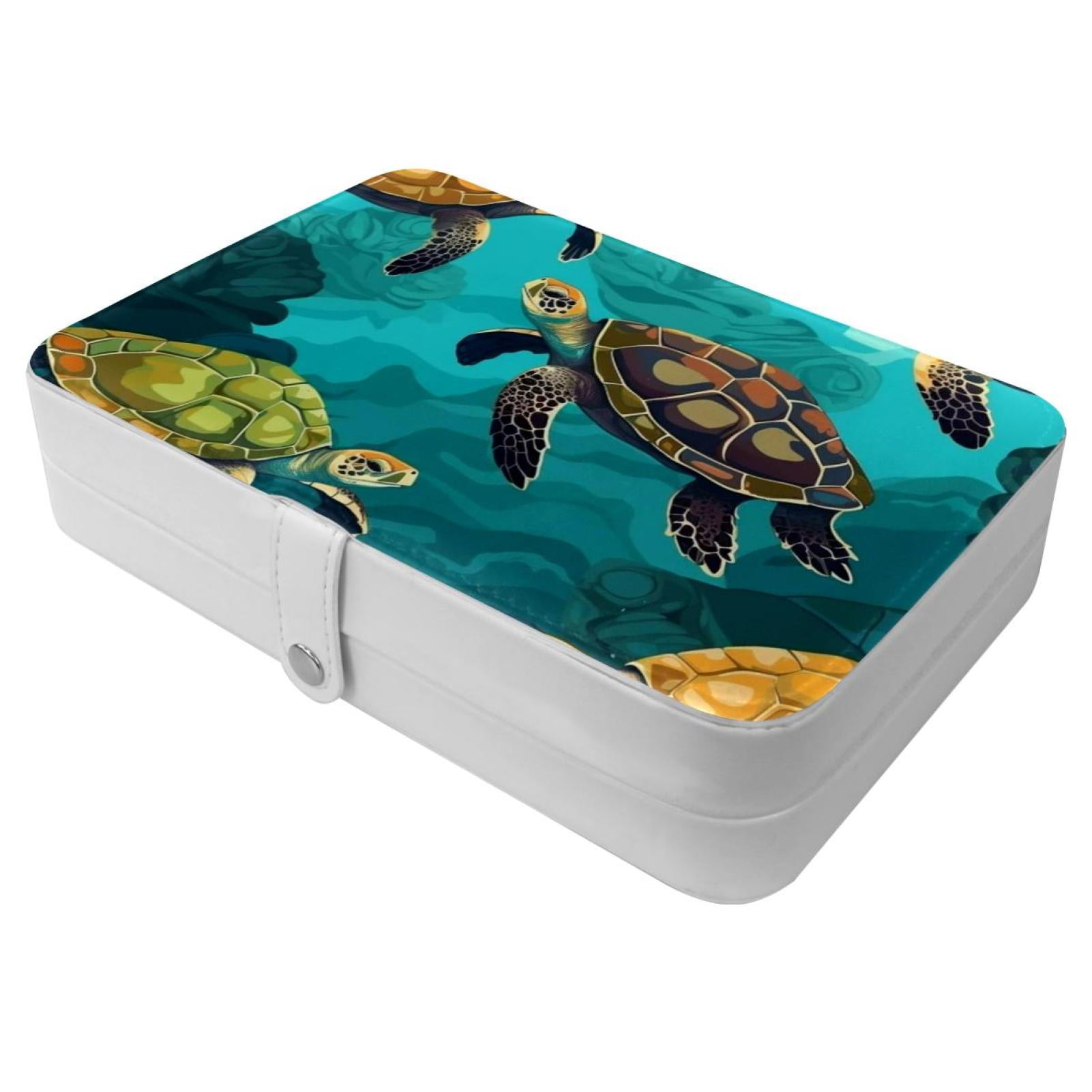 Crowds of Sea Turtles Travel Jewelry Box - Compact and Portable - Ideal Storage for Rings ...