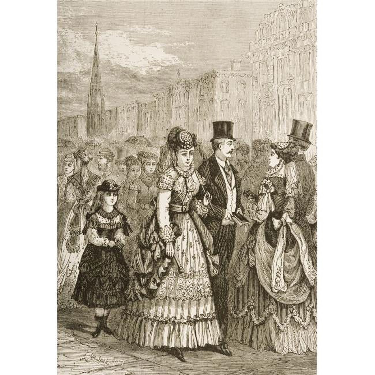 Crowds Strolling Along Fifth Avenue New York In 1870S From American ...