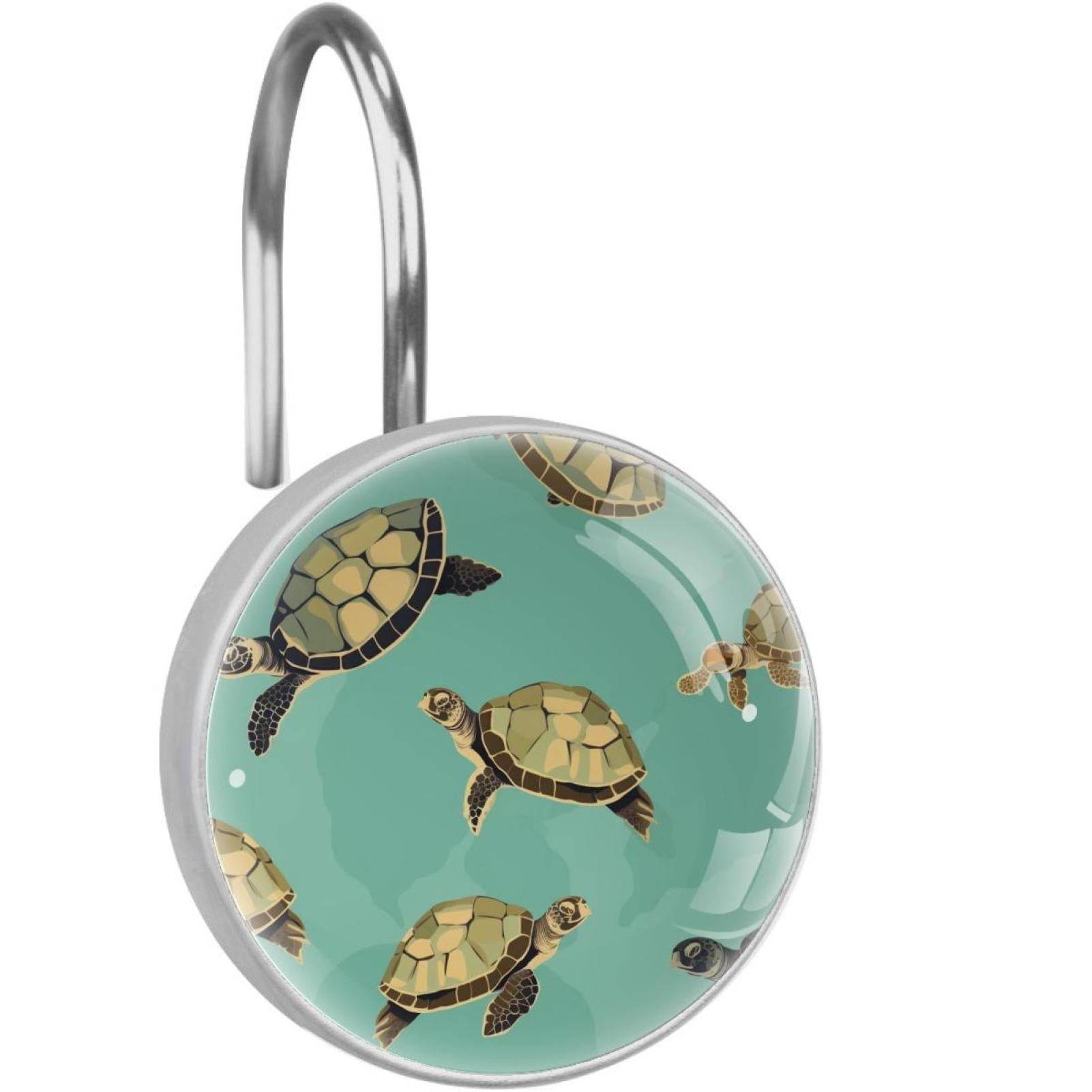 Crowds of Sea Turtles Decorative Shower Curtain Hooks – Resin, Glass ...