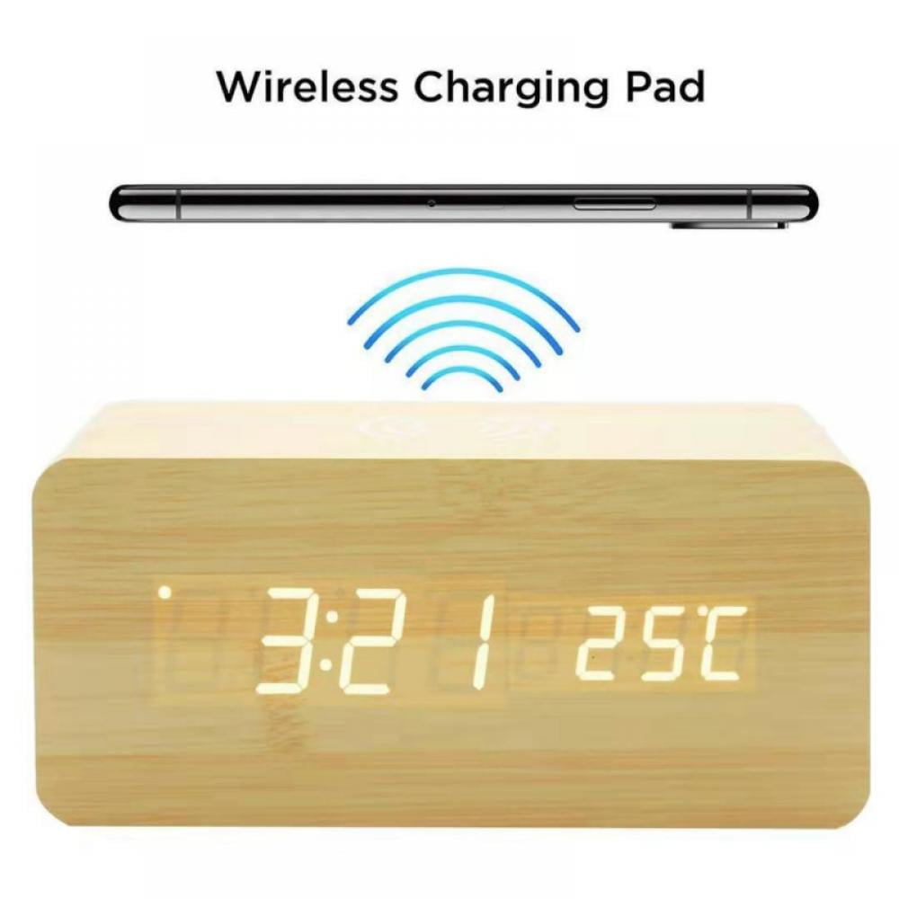 Crowdstage Digital Alarm Clock with Wireless Charging, Sound Control ...
