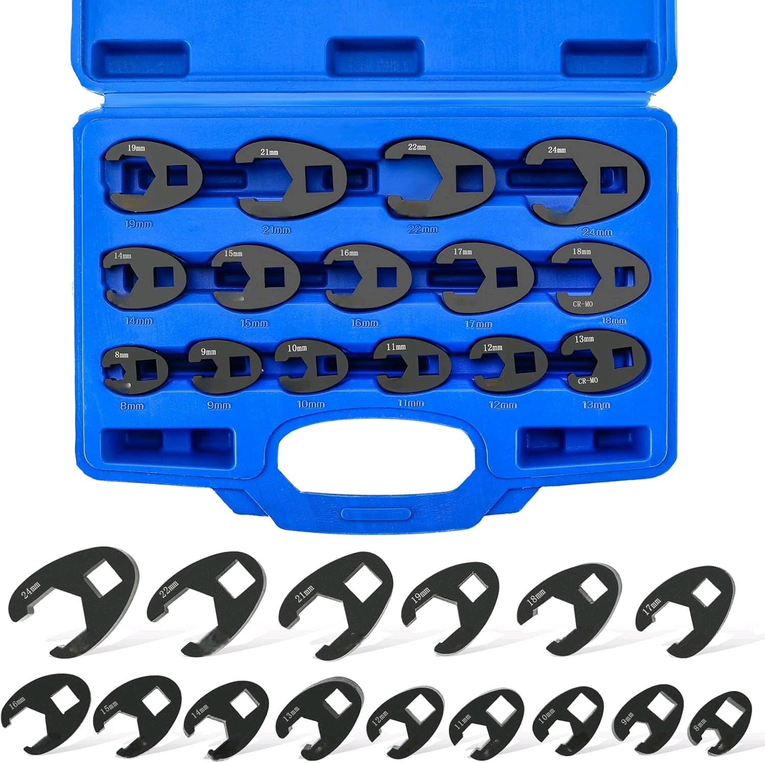 Crowfoot Flare Nut Wrench Set | 15PCS Metric Crows Foot Wrench Kit for ...
