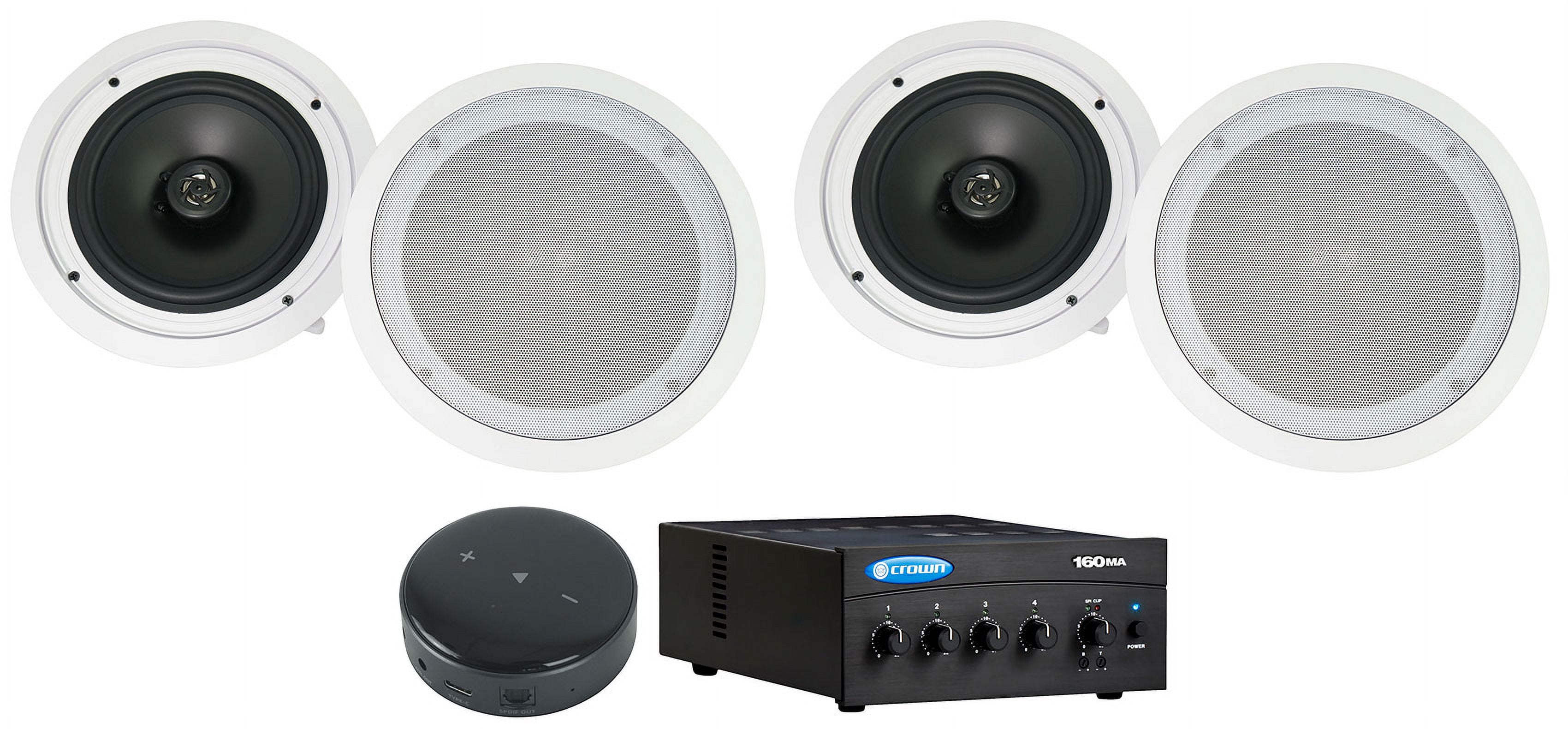 Crown 70v Amplifier+(4) White 8" Commercial Ceiling Speakers+Smart Wifi ...