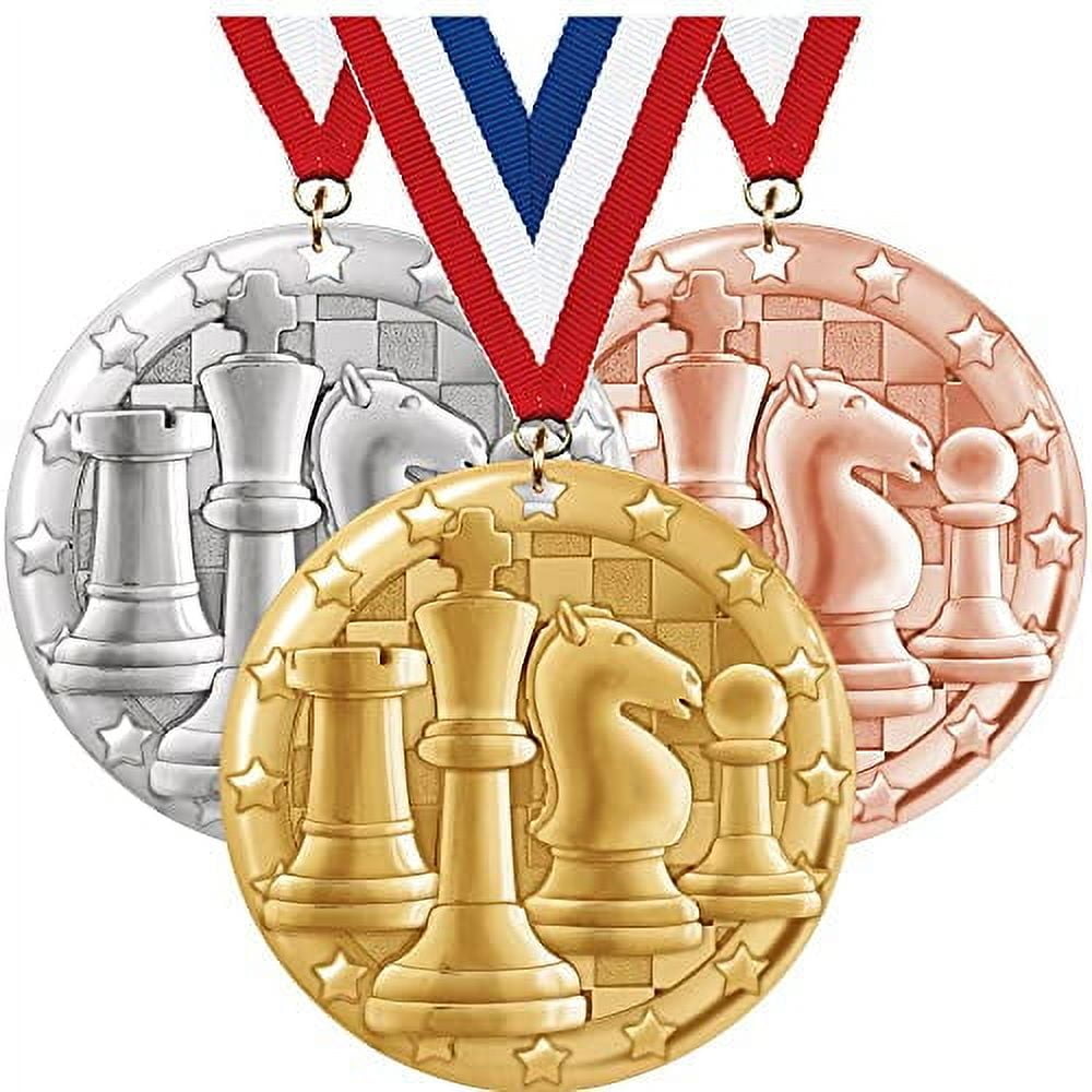 Awards 2 Chess Medals 3D Gold Silver and Bronze Chess Medals 3 Pack ...