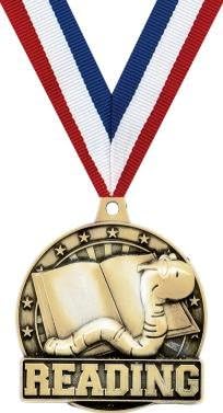 Crown Awards Reading Book Worm Medals - 2" Scholastic Medal -Great for ...