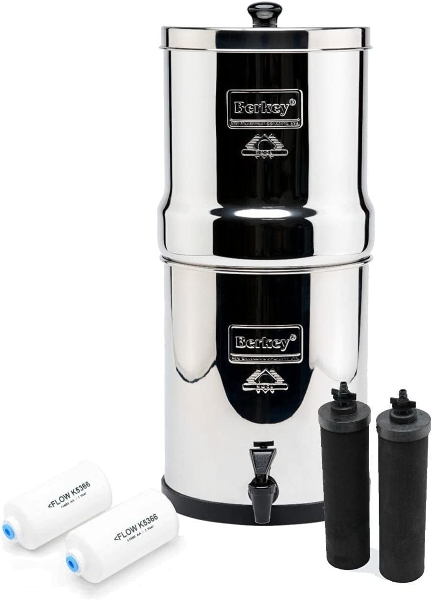 Crown Berkey Gravity-Fed Water Filter with 2 Black Berkey Elements and ...