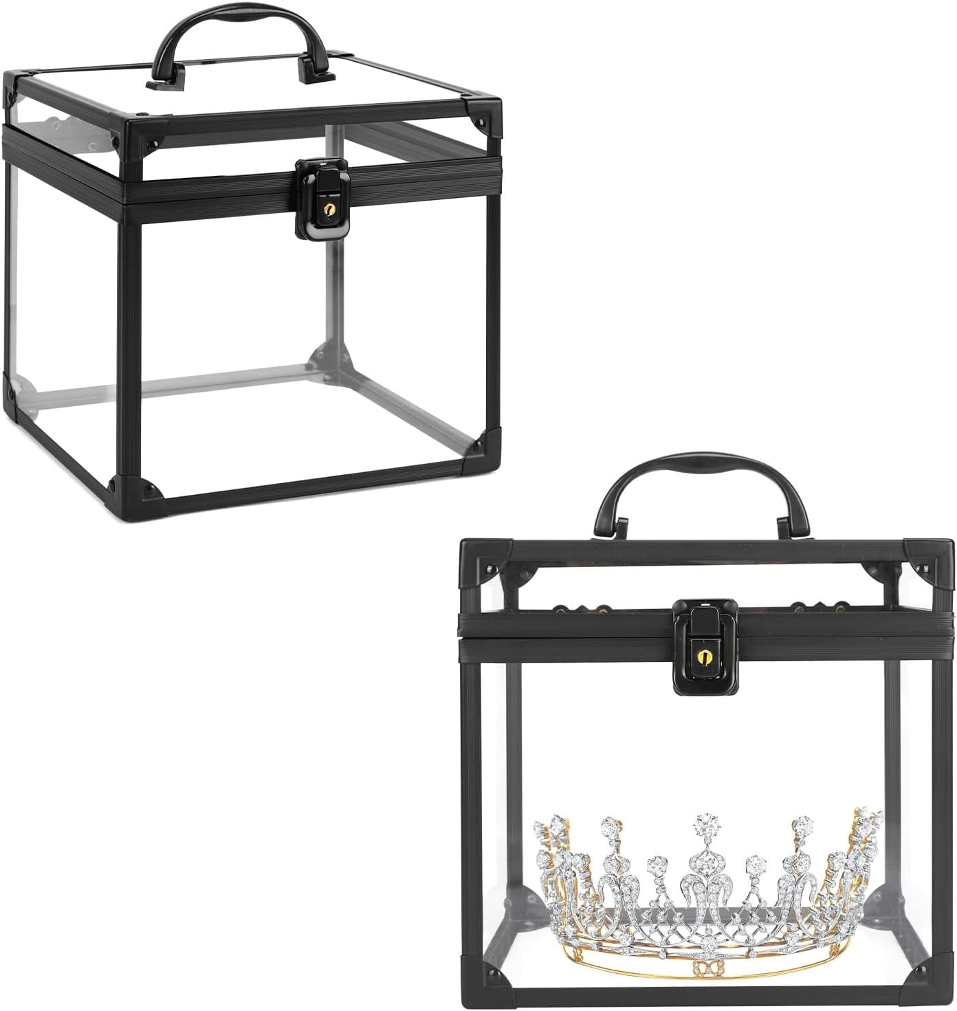 Crown Box 7.9 x 6.7 x 7.5inch, Clear Makeup Case,Cosmetic Organizer ...