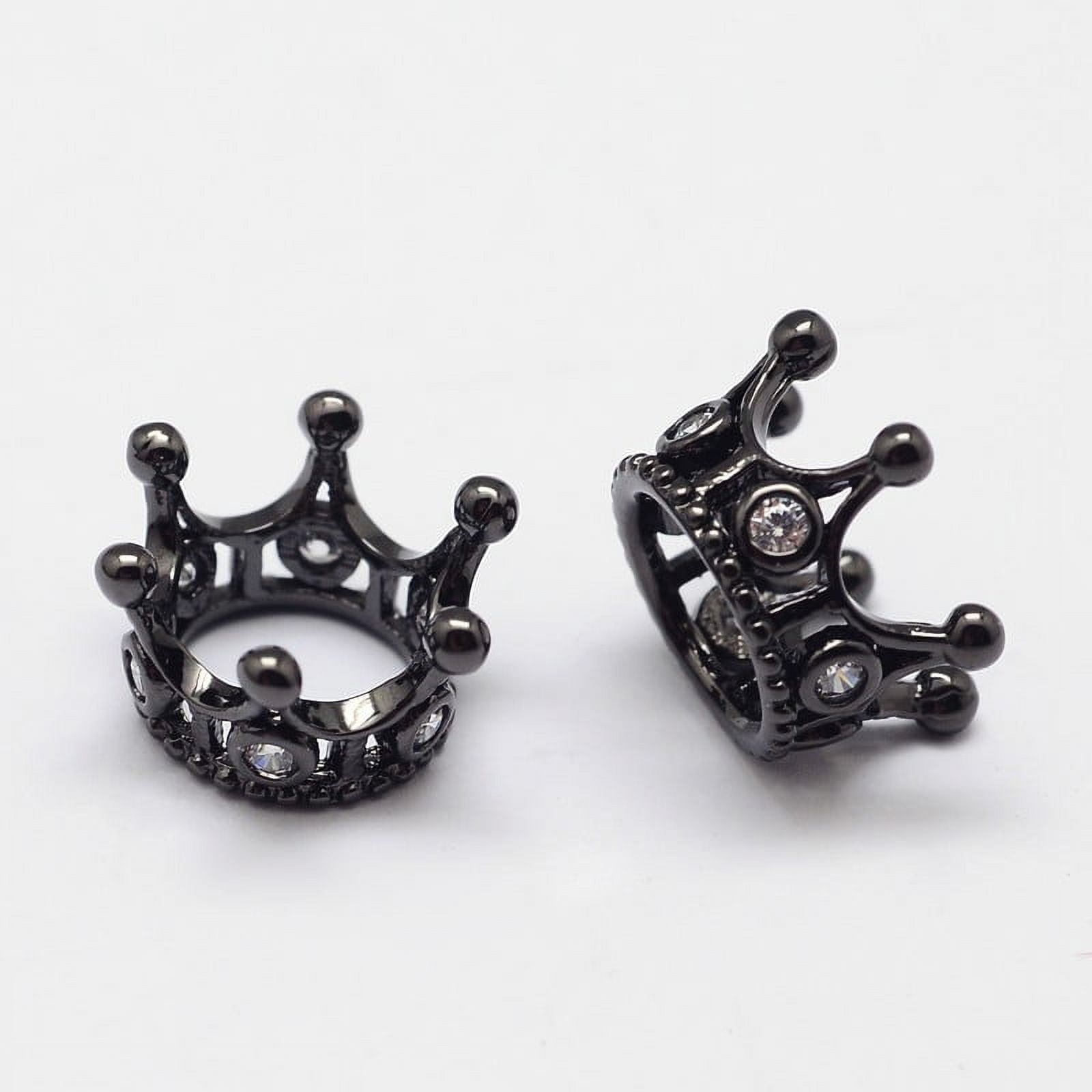 Crown Brass Micro Pave Grade AAA Cubic Zirconia Large Hole Beads Cadmium Free & Nickel Free ...