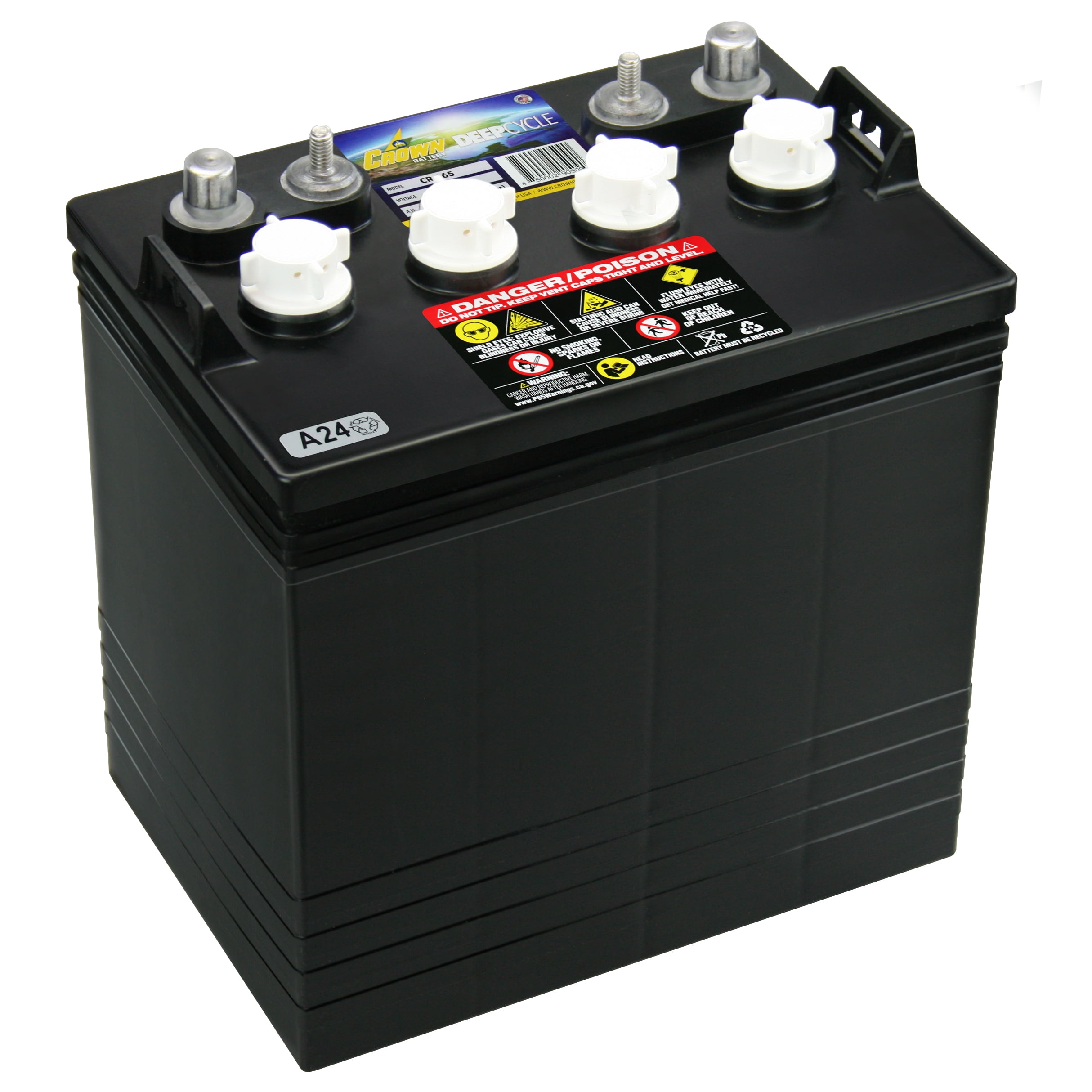 Crown CR-165 8V Deep-Cycle Rigid Cart Flooded Battery, Trojan T-875 ...