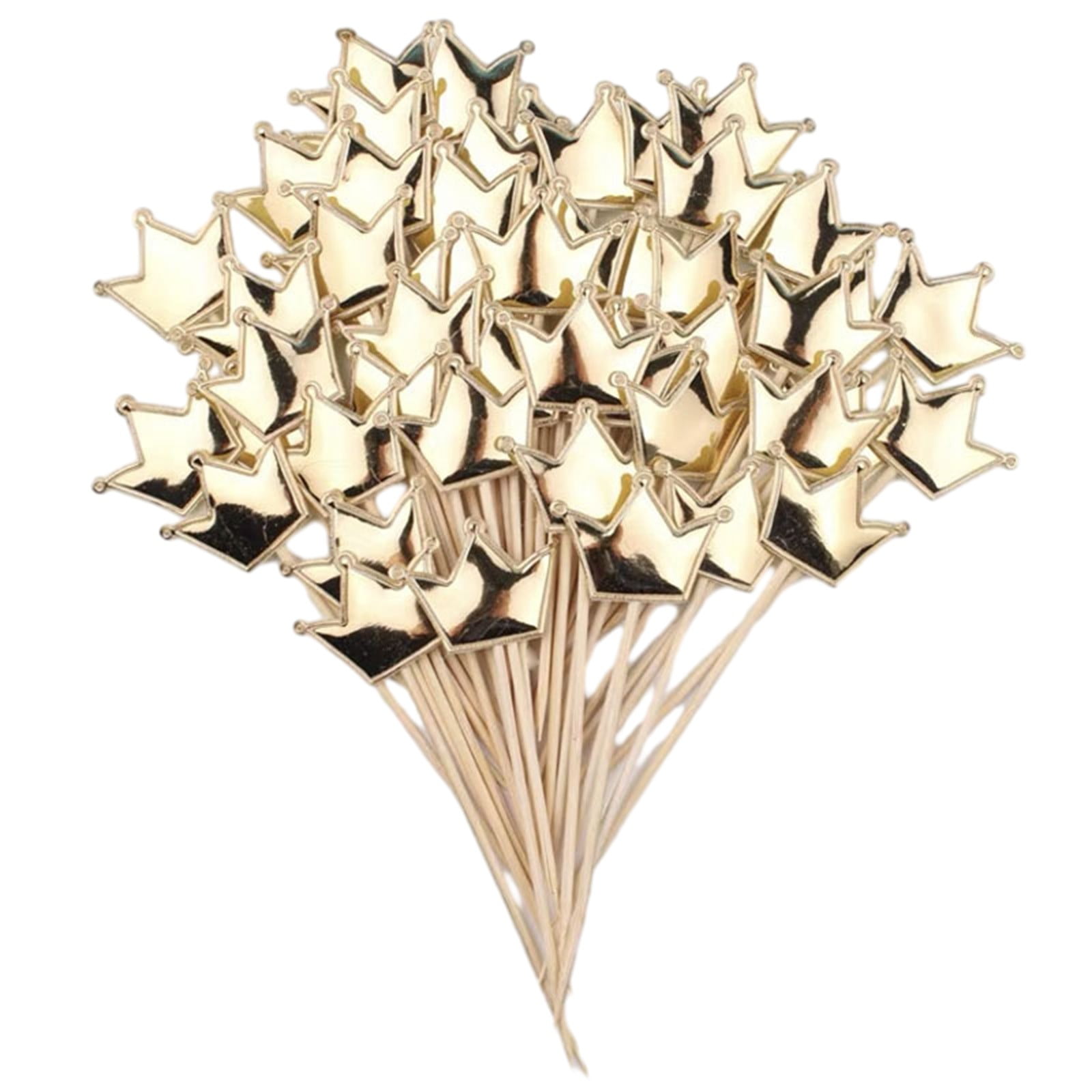 Crown Cocktail Picks 50 PCS Gold Wood Toothpicks Banquet Appetizer ...
