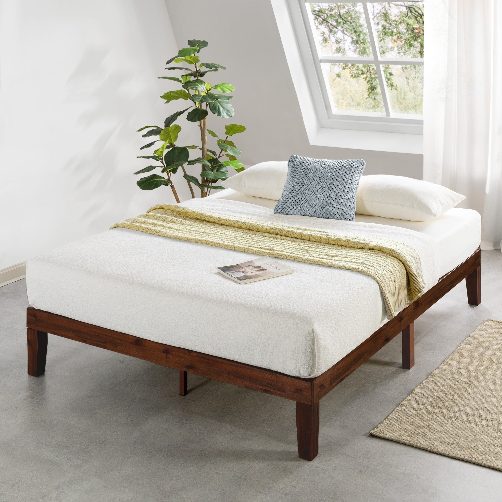 Crown Comfort 12" Classic Solid Wood Platform Bed Frame Espresso King ...