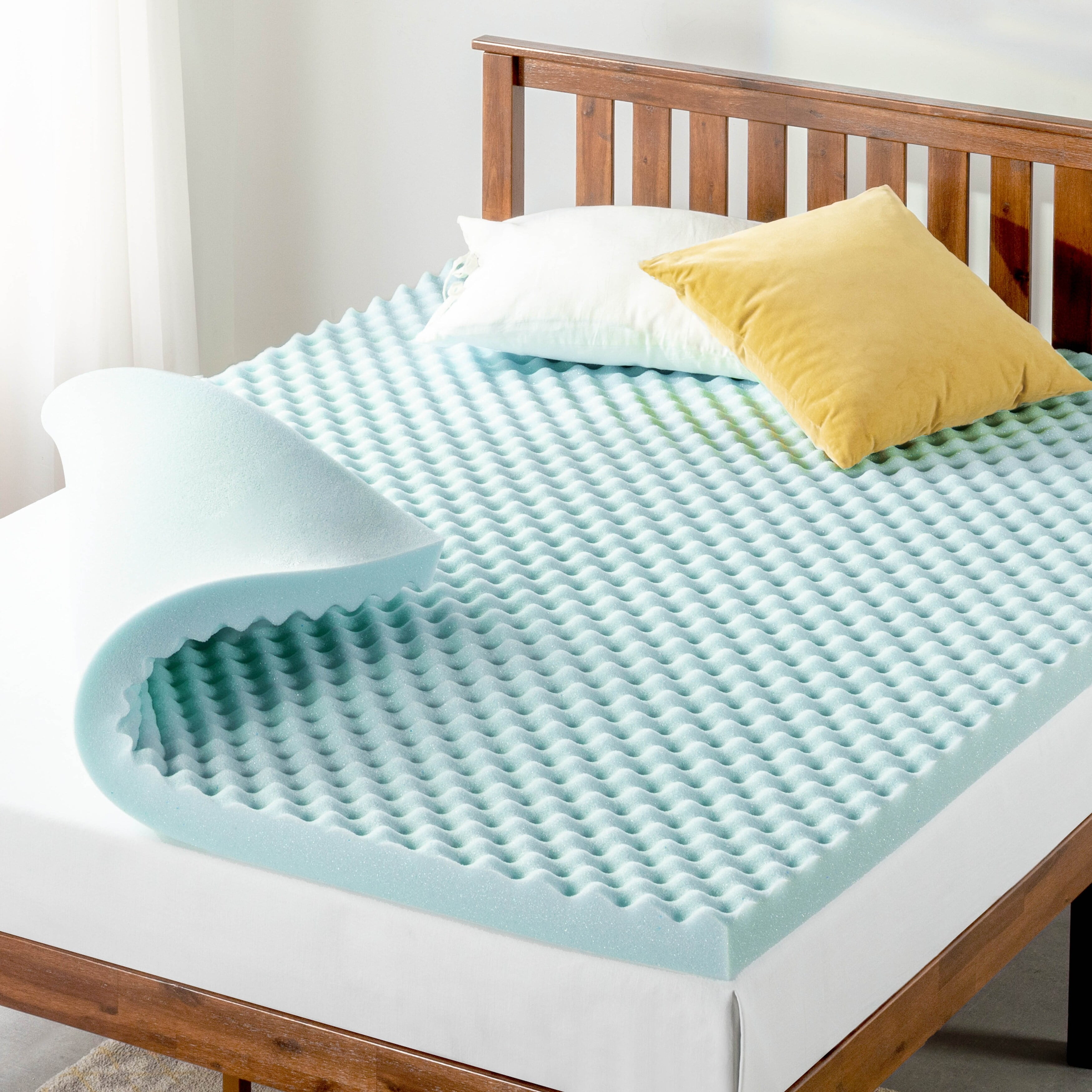 Crown Comfort 3 Inch Cooling Gel Egg Crate Memory Foam Mattress Topper ...