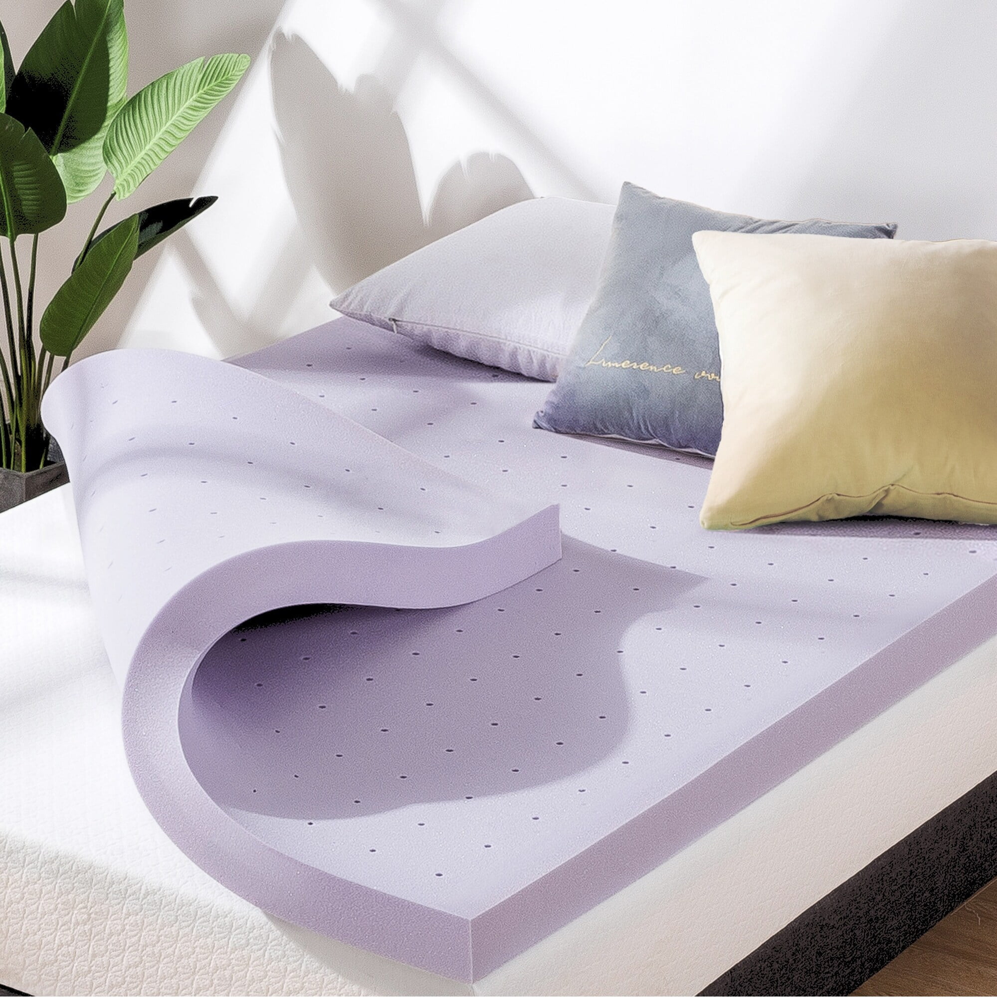 Crown Comfort 3 Inch Ventilated Memory Foam Mattress Topper with ...
