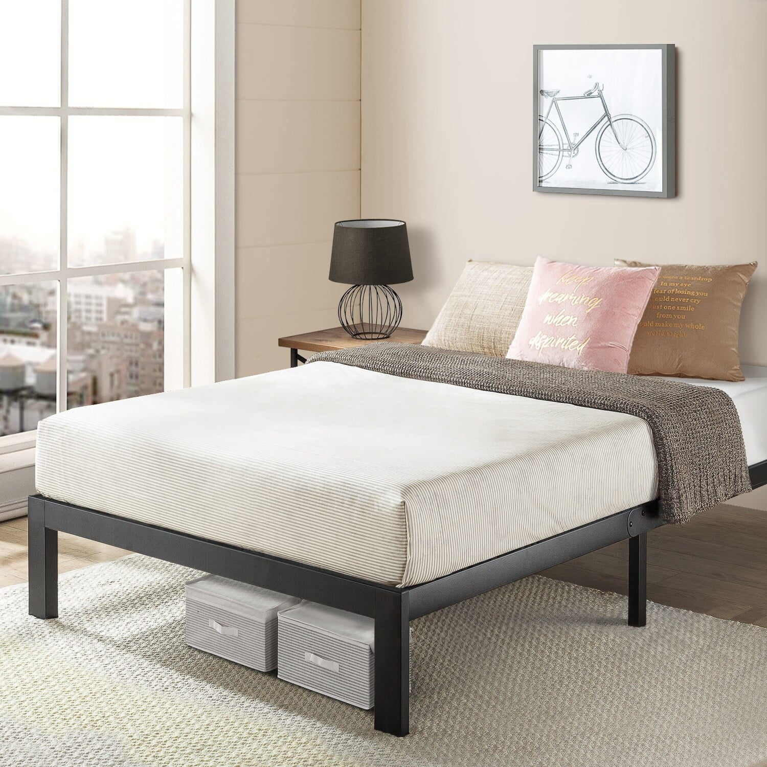 Crown Comfort Heavy Duty Steel Slat Platform Bed Frame Series Titan E ...