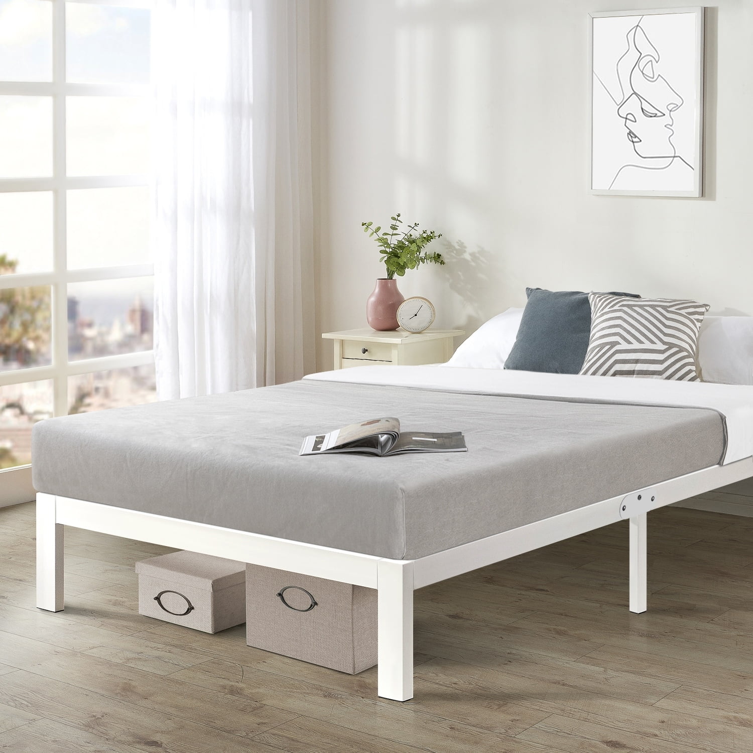 Crown Comfort Heavy Duty Steel Slat Platform Bed Frame Series Titan E ...