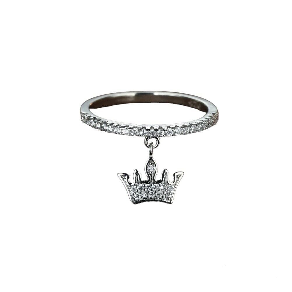 Crown Dangle Charm Engagement Ring For Women's Gift 1.9 Ct Diamond 14K ...